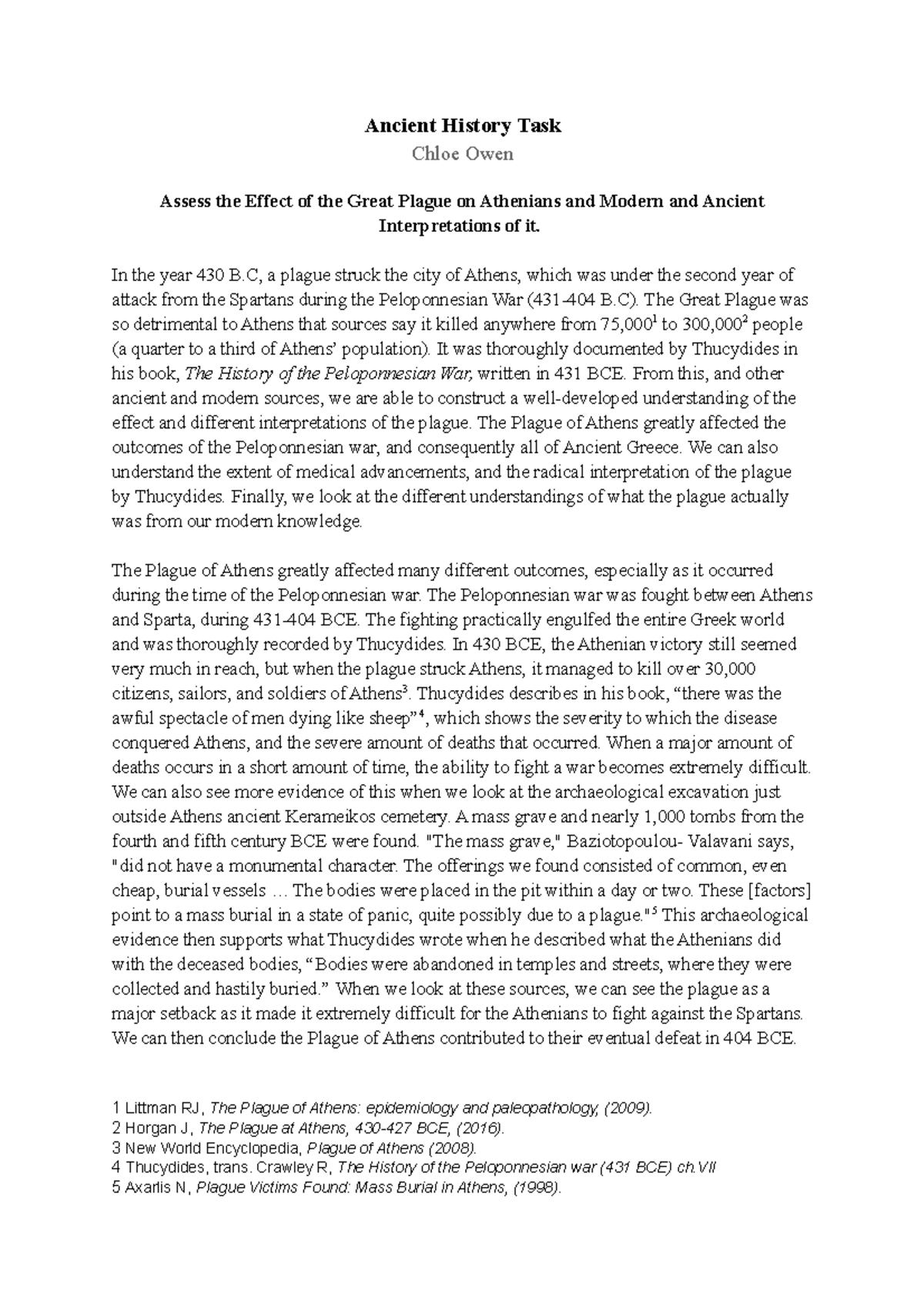 Ancient history task - essay - Ancient History Task Chloe Owen Assess ...