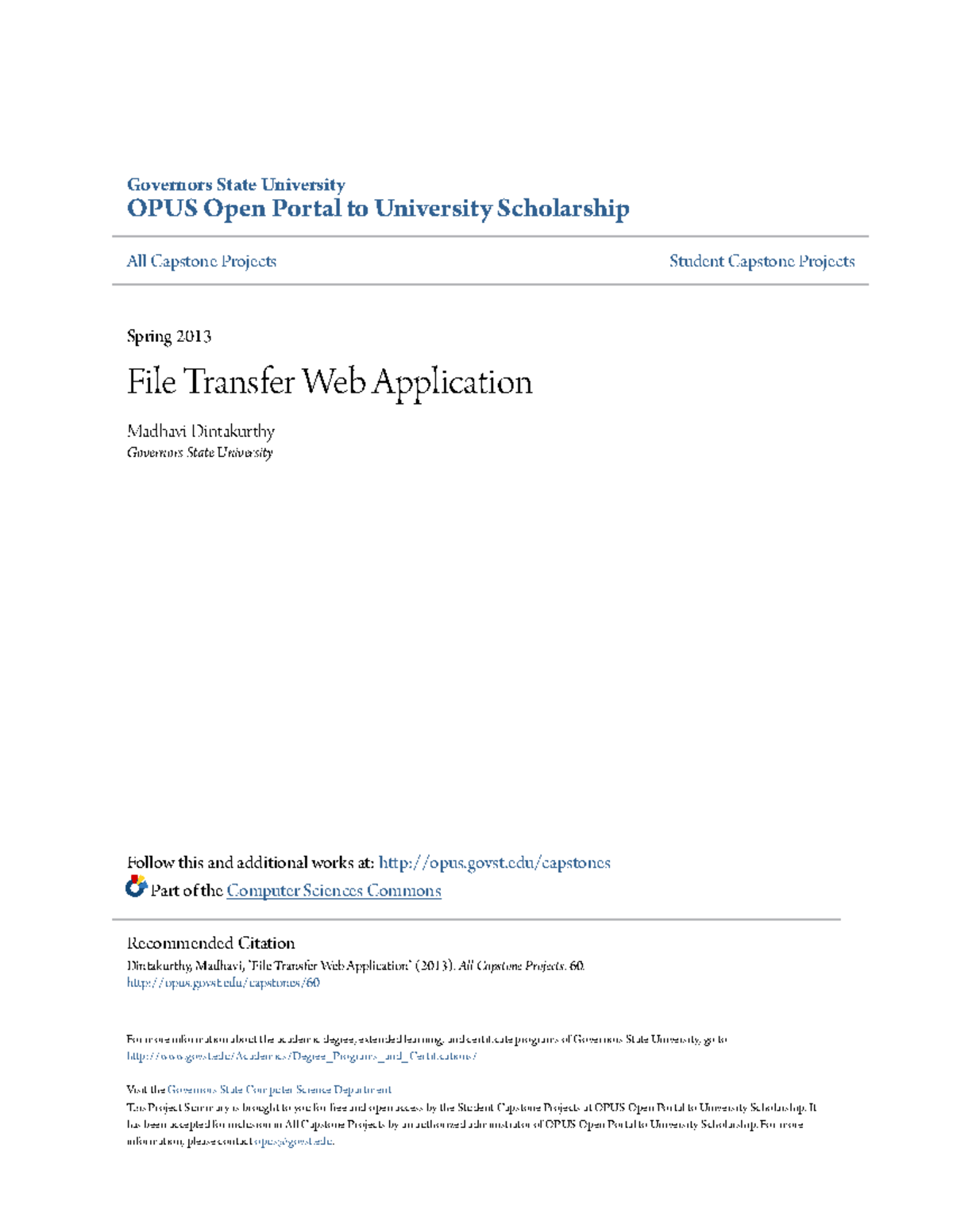 File Transfer Web Application - Governors State University OPUS Open ...