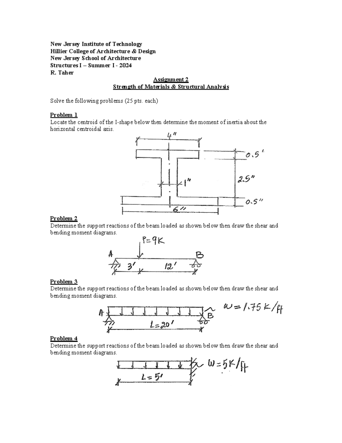 Assignment 2 Strength of Materials and Structural Analysis - New Jersey ...