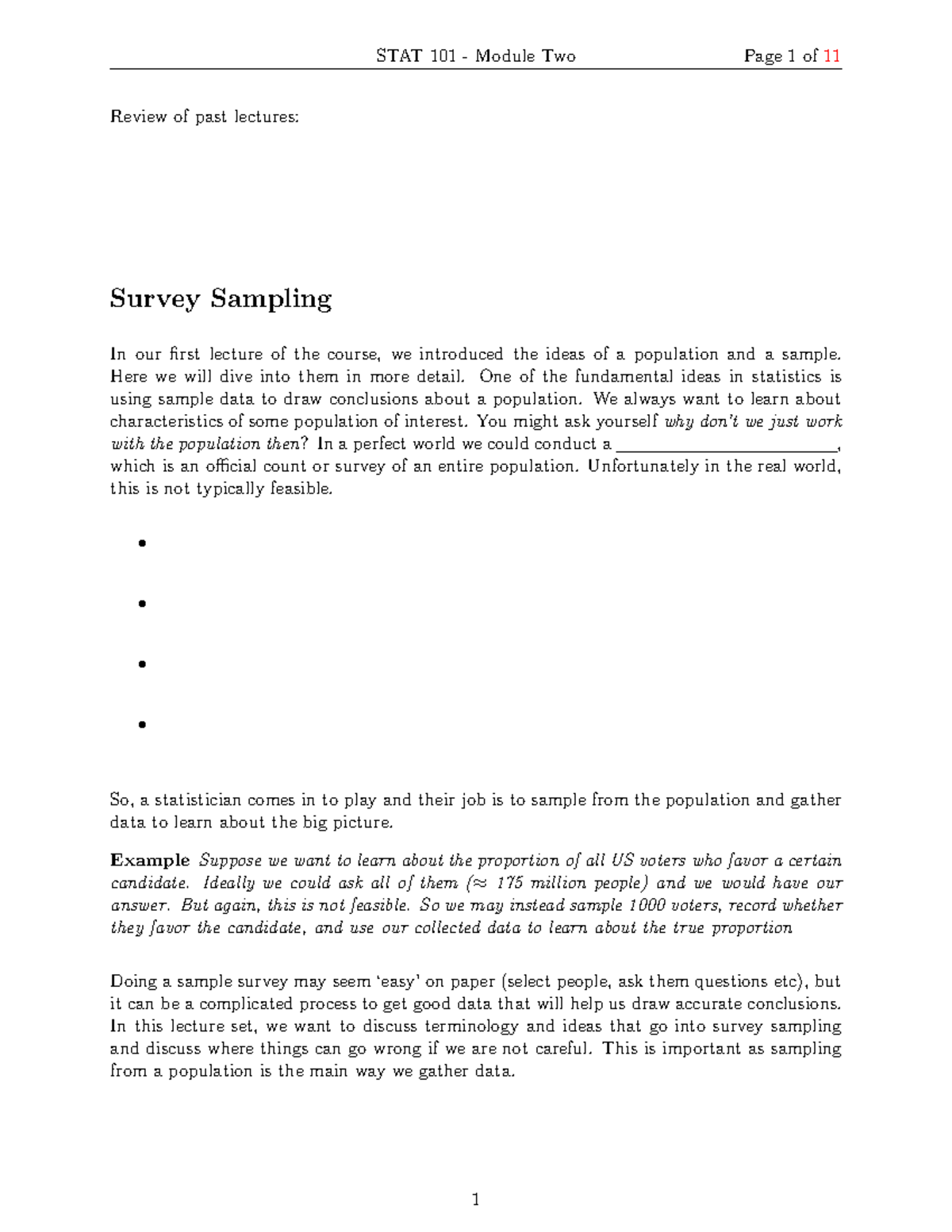 08-survey-sampling-handouts - Review of past lectures: Survey Sampling ...