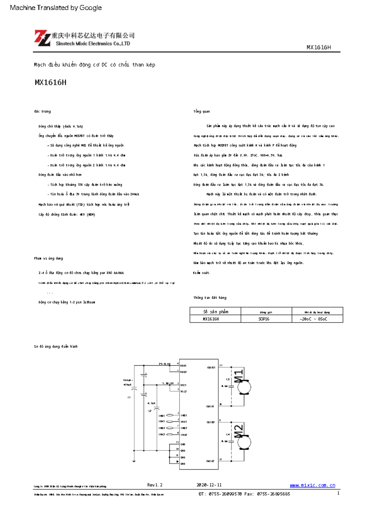 2207251030 Mixic-MX1616H C5119044 - Mạch điều khiển động cơ DC có chổi ...