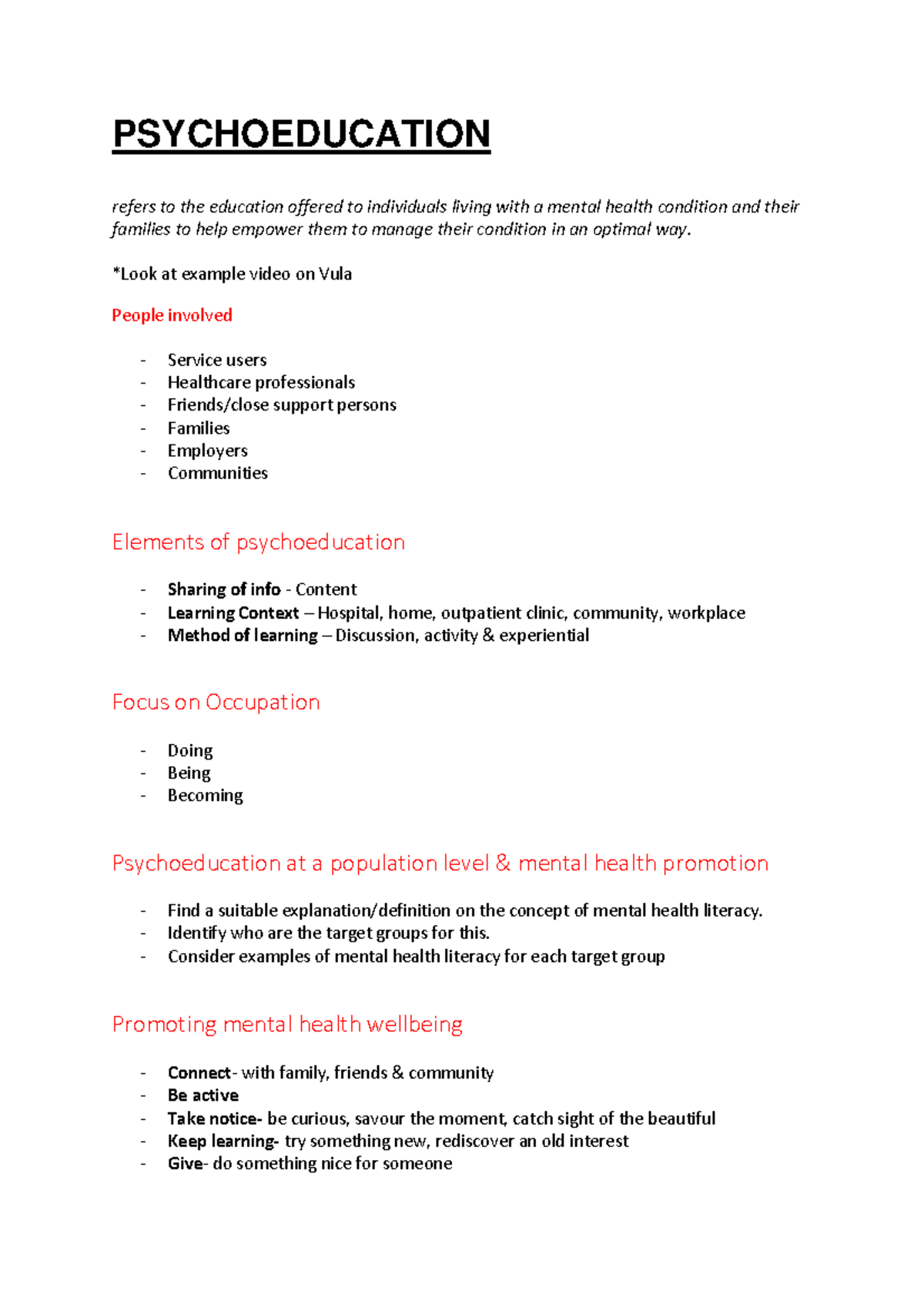Psychoeducation - Summary Occupational Therapy Theory & Practice in ...
