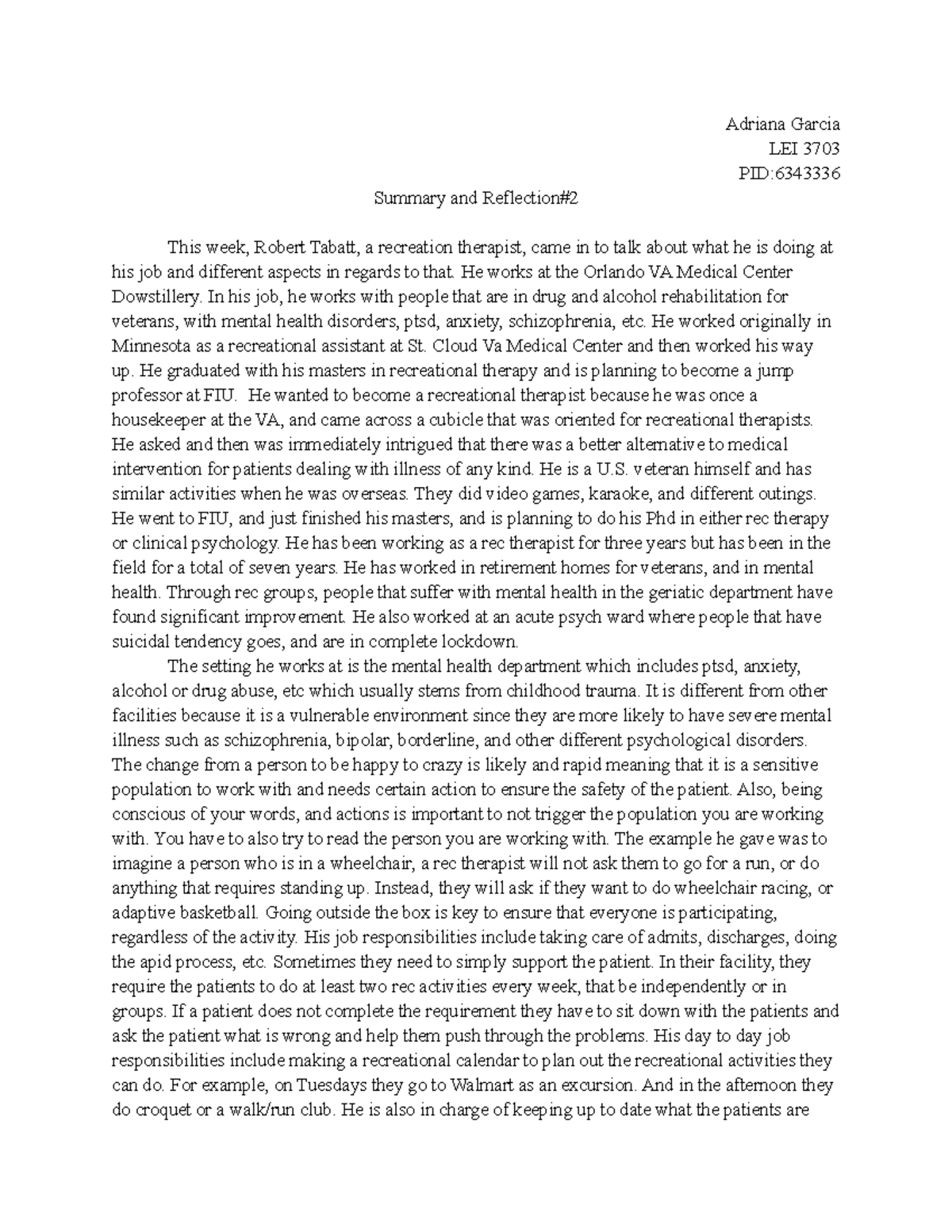 Summary and Reflection #2 - Adriana Garcia LEI 3703 PID: Summary and ...
