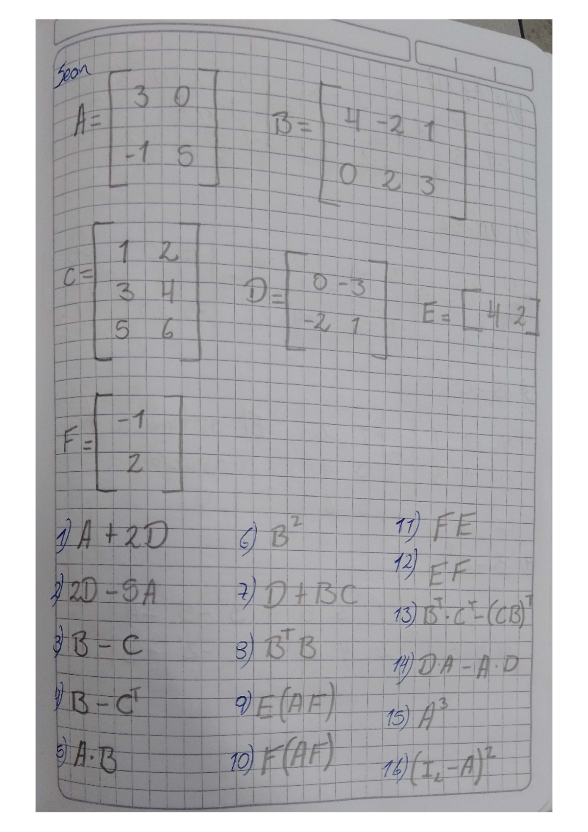 Operaciones con matrices - Álgebra y programación lineal - Studocu