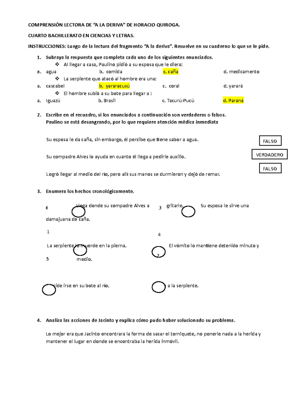 Comprension Lectora 4TO. BACH. GUIA 1 ERP 2020 - COMPRENSIÓN LECTORA DE ...