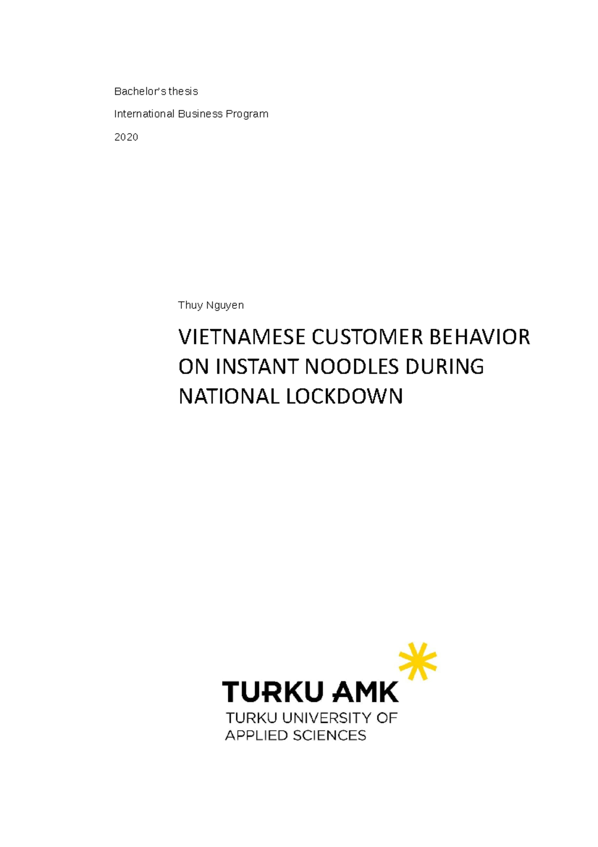 Nguyen Thuy - ndkf - Bachelor’s thesis International Business Program ...