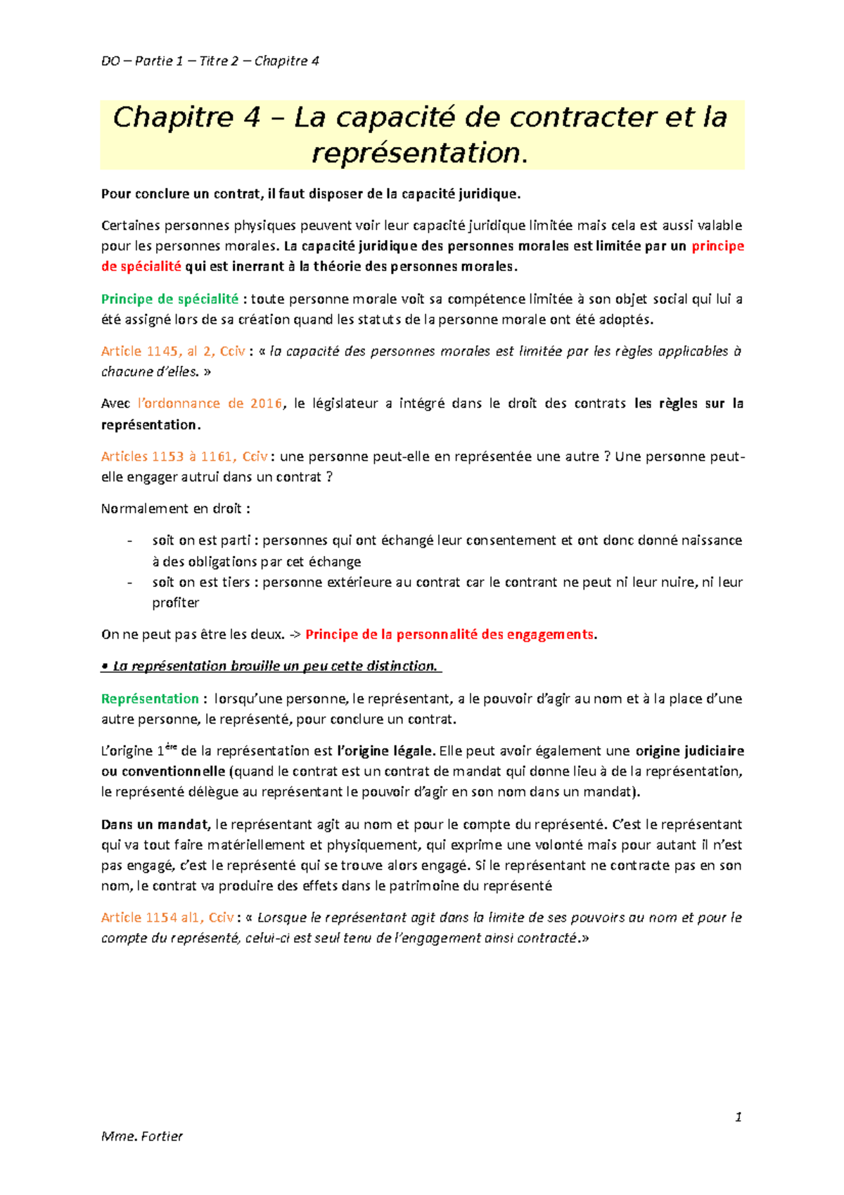DO - La capacité de contracter et la représentation - Pour conclure un ...