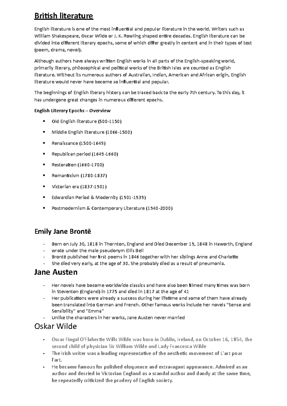 Britische Literatur Vortag - British literature English literature is ...