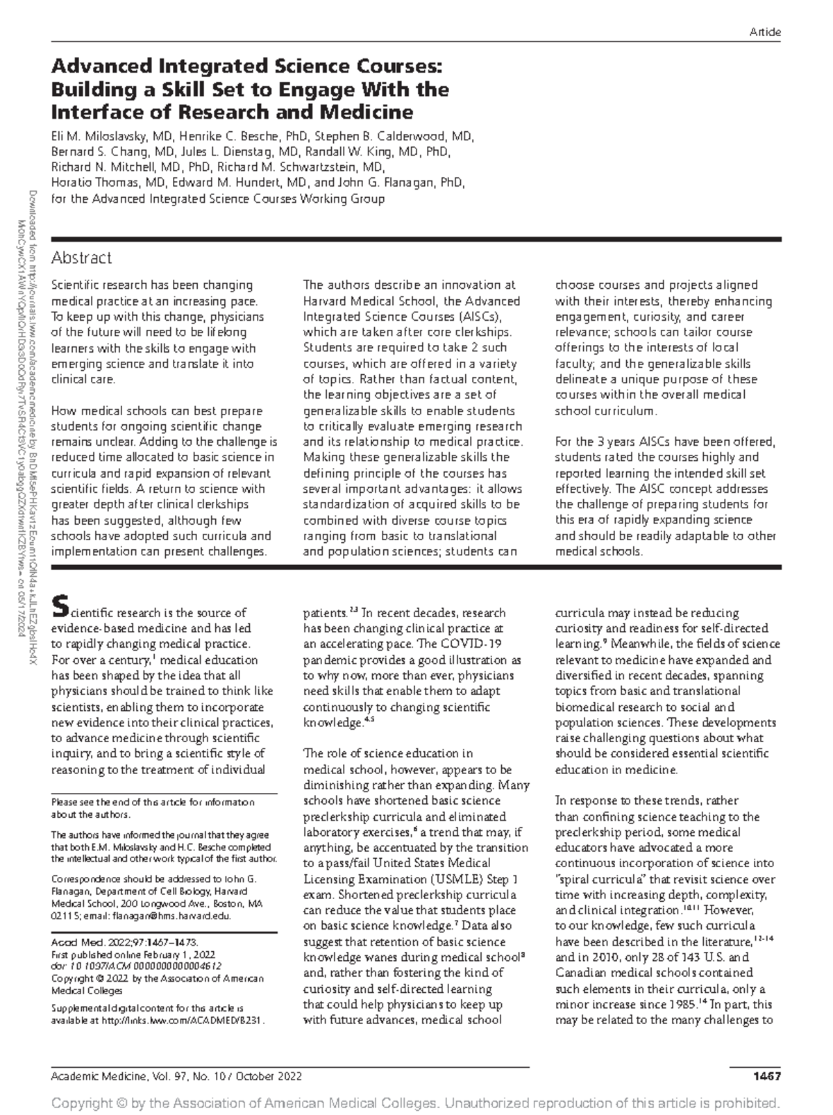 Advanced integrated science courses building a Skill Set - Academic ...