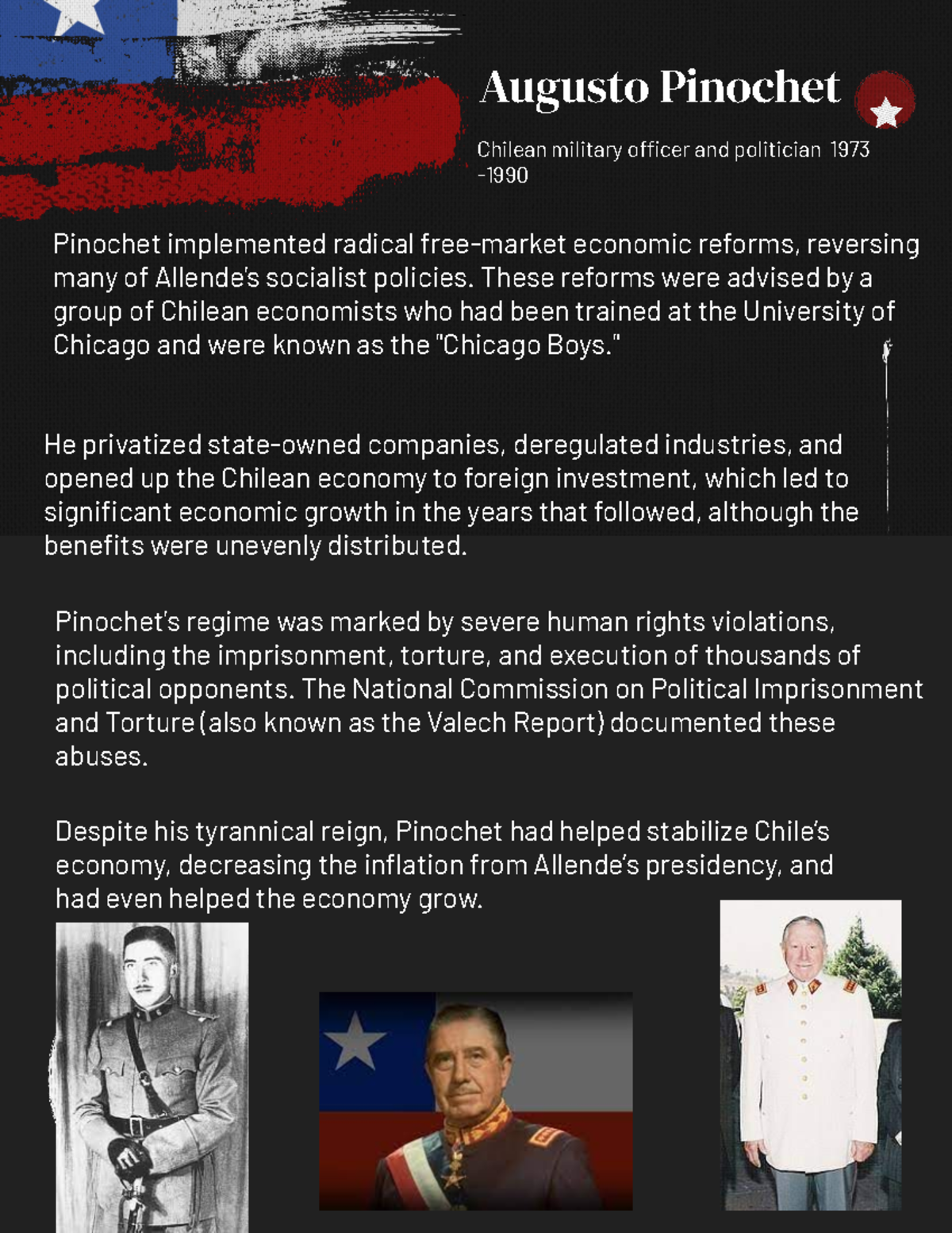 Augusto Pinochet - Augusto Pinochet Pinochet implemented radical free ...