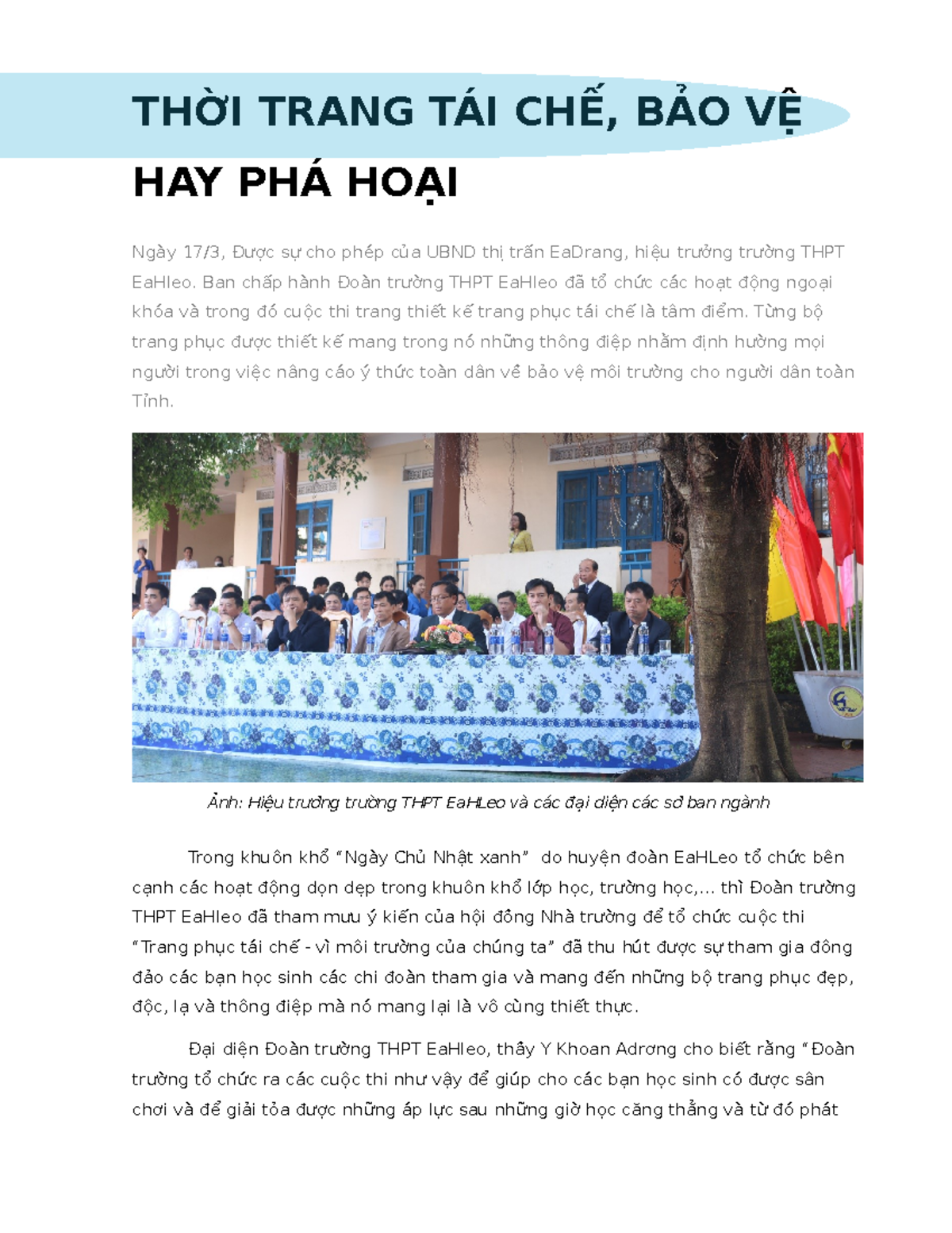 Phỏng vấn Final - trhg - THỜI TRANG TÁI CHẾ, BẢO VỆ HAY PHÁ HOẠI Ngày ...