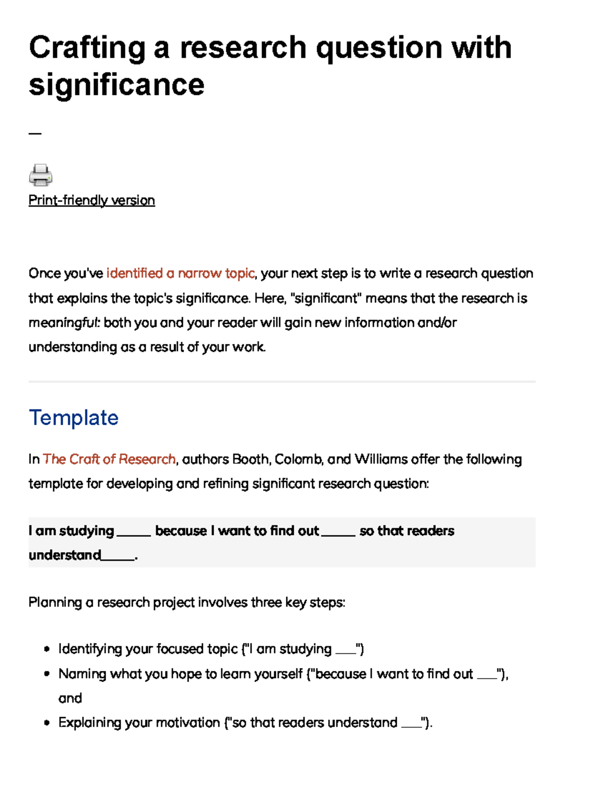 Crafting a research question with significance - Here, means that the ...