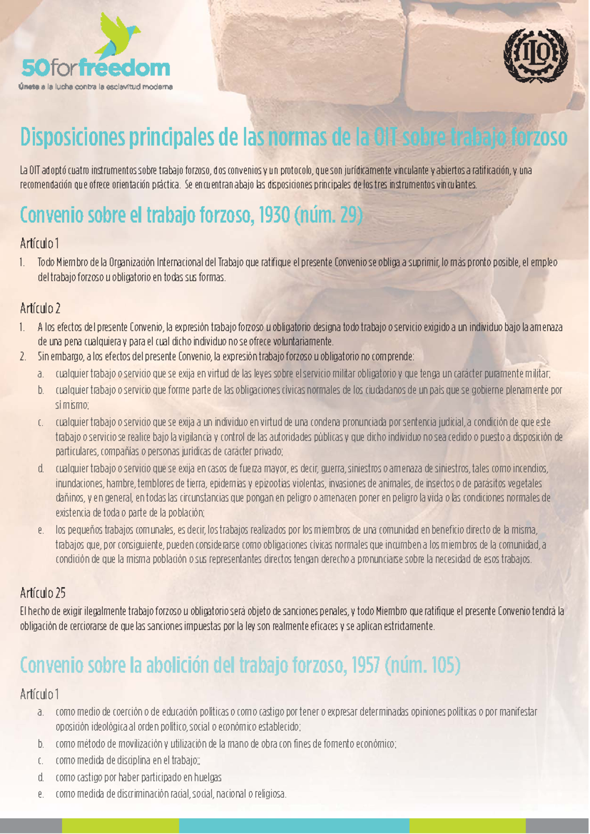 Wcms 534405 - Disposiciones principales de las normas de la OIT sobre trabajo forzoso La OIT ...