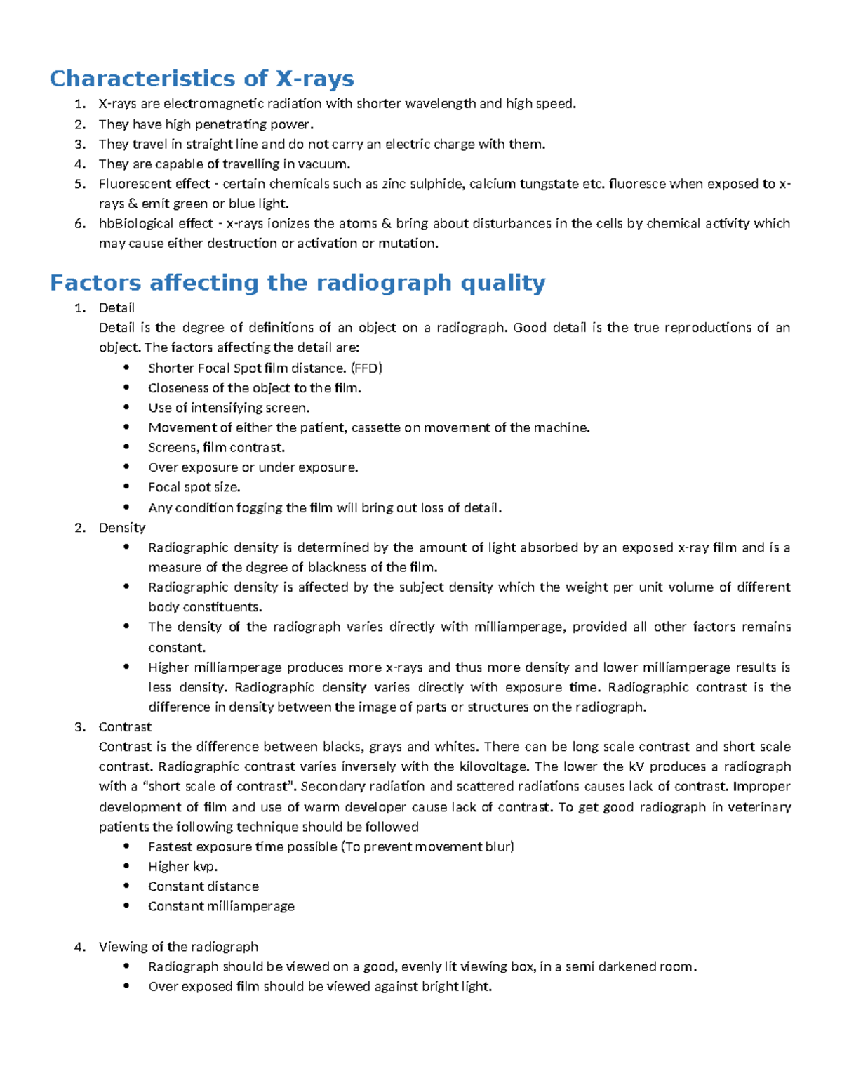 Radiology - Characteristics of X-rays 1. X-rays are electromagnetic ...