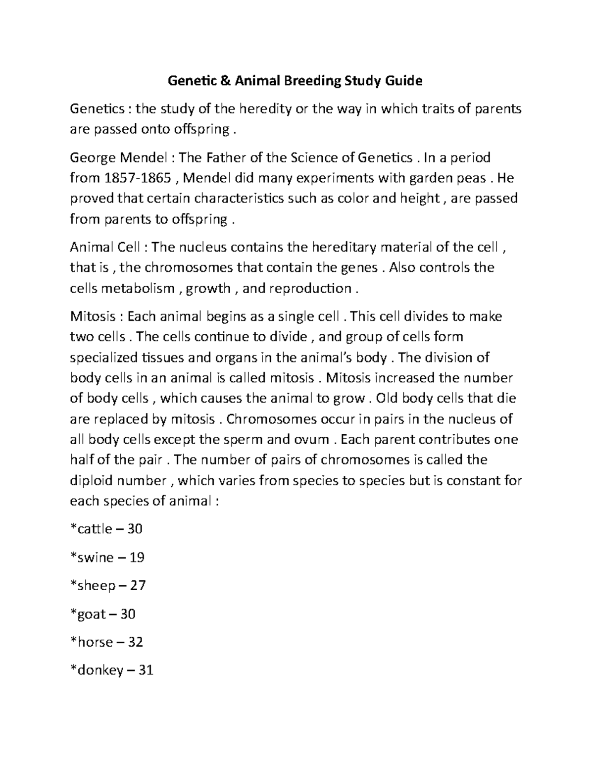 Genetic and Animal Breeding Study Guide - Genetic & Animal Breeding ...