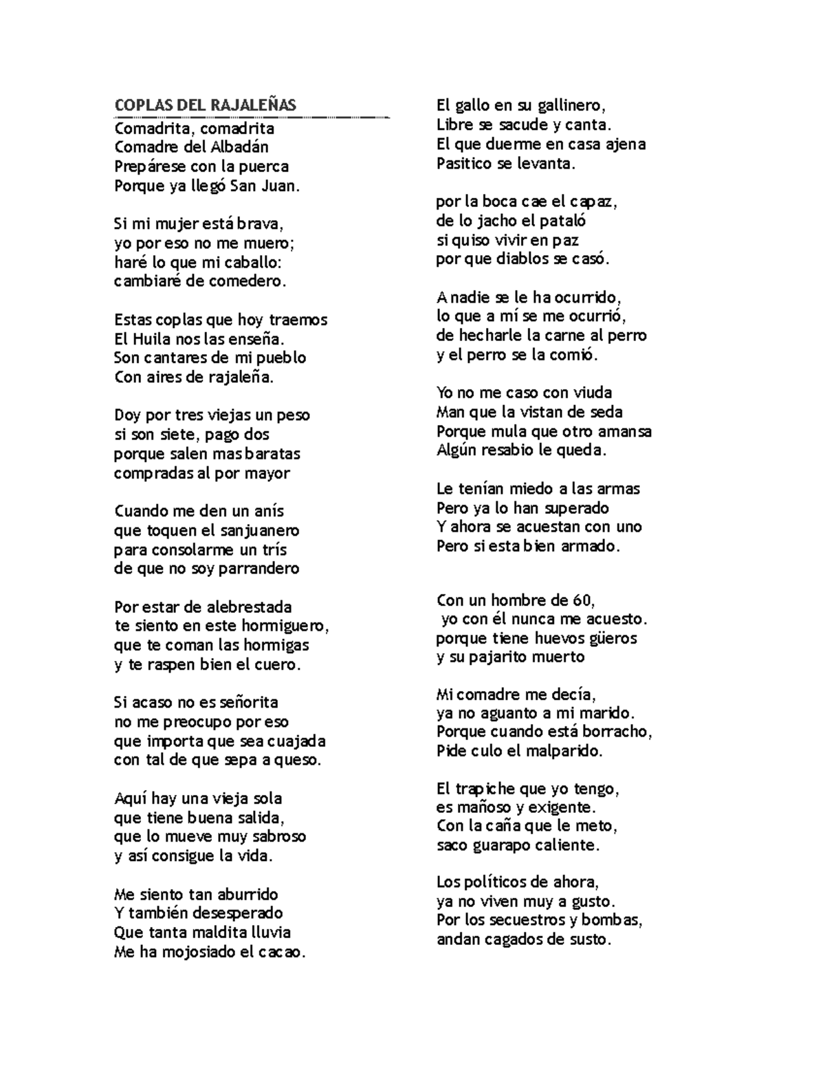 318742155 Coplas Del Rajalenas - COPLAS DEL RAJALEÑAS Comadrita ...