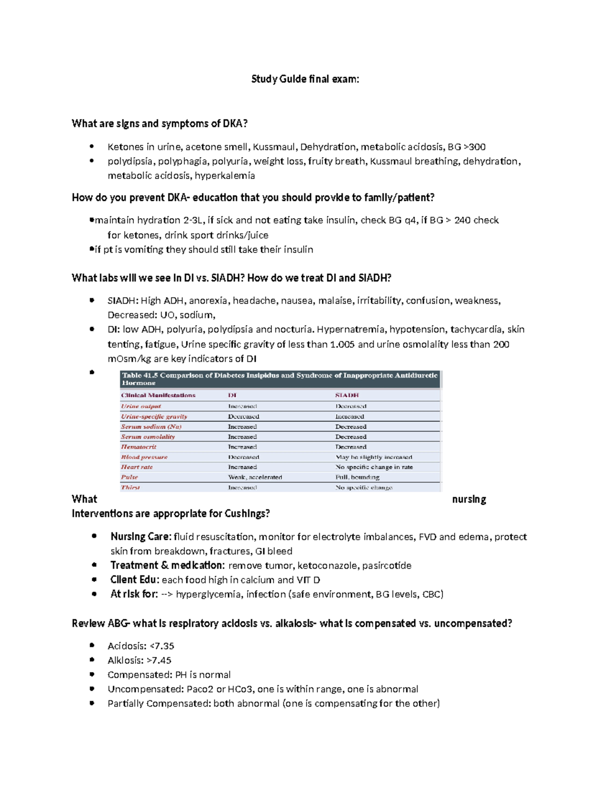 Final Review Study Guide - Study Guide final exam: What are signs and ...