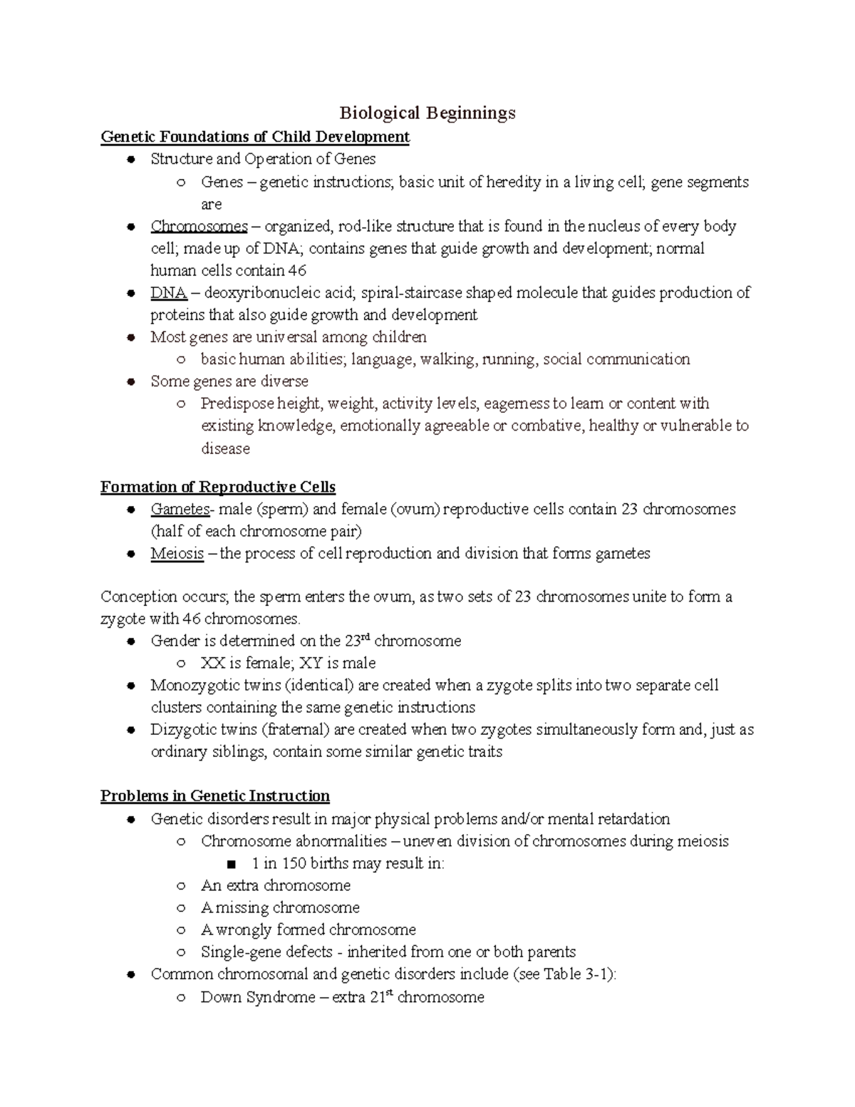 Biological Beginnings - Biological Beginnings Genetic Foundations of ...