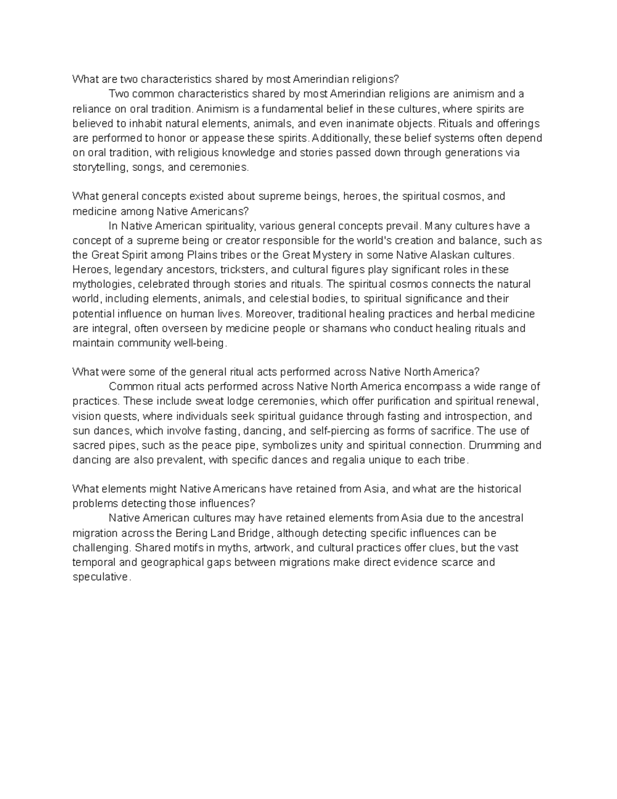 Native Americans - homework - What are two characteristics shared by ...