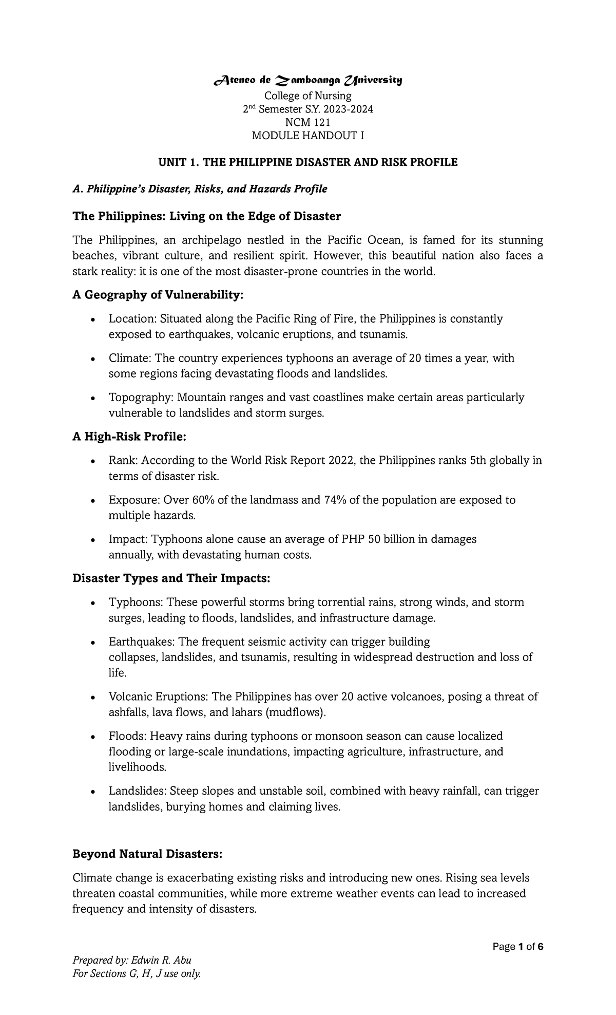 NCM121- Module-1 - This is about disaster nursing modules to help you ...