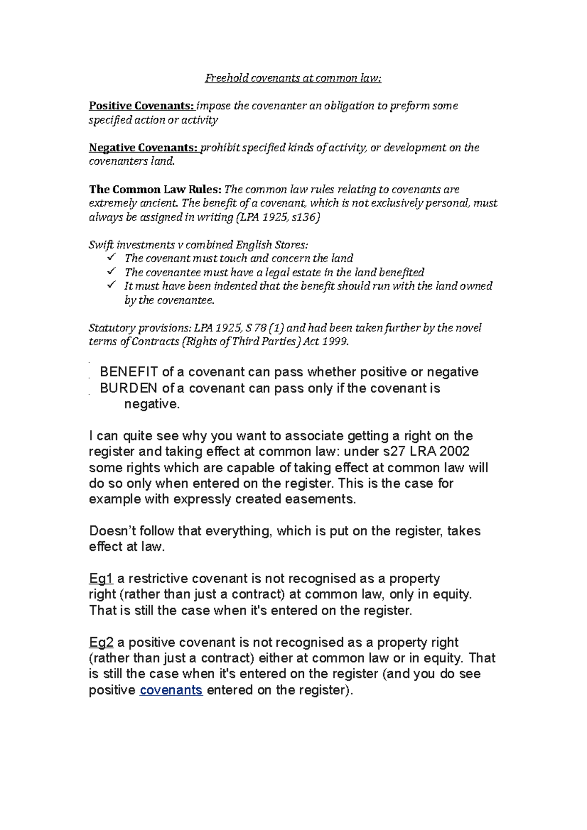 Freehold covenants - Warning: TT: more functions defined than expected Freehold covenants at ...