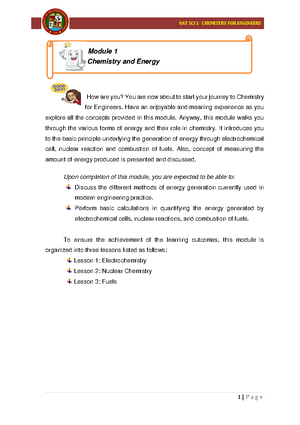 USe P Module 1 Lesson 3 Chemistry FOR Engineers - Lesson 3: Fuels ...