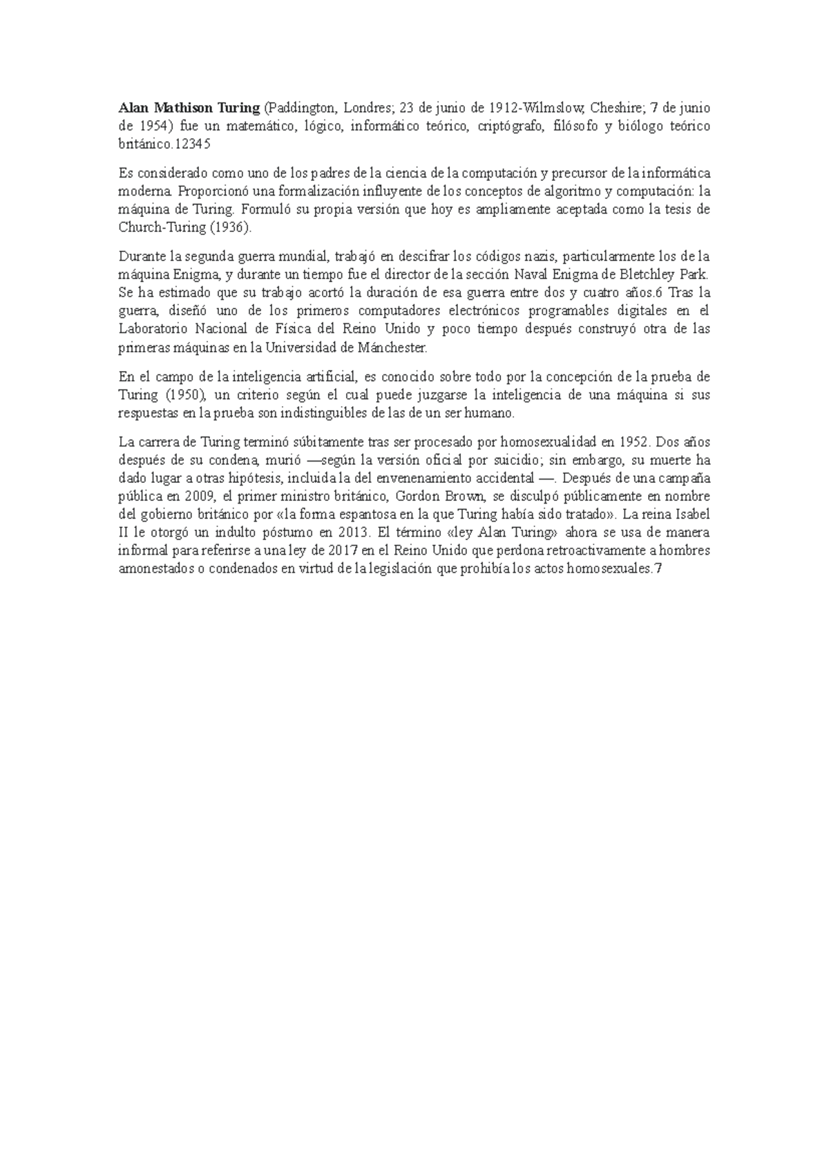 Alan Mathison Turing - Es considerado como uno de los padres de la ...