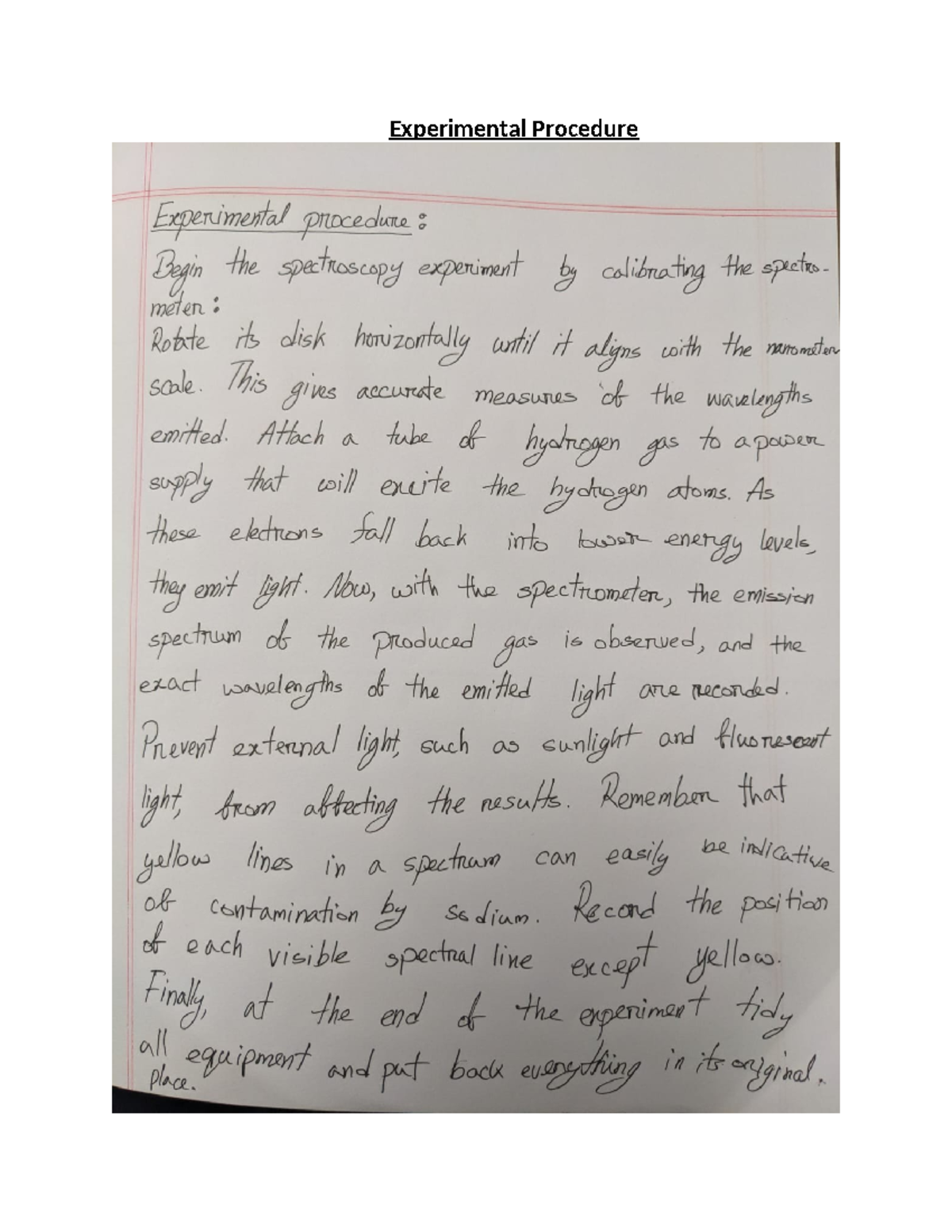 Chemistry Lab Report 1st week - Experimental Procedure Lab Report ...