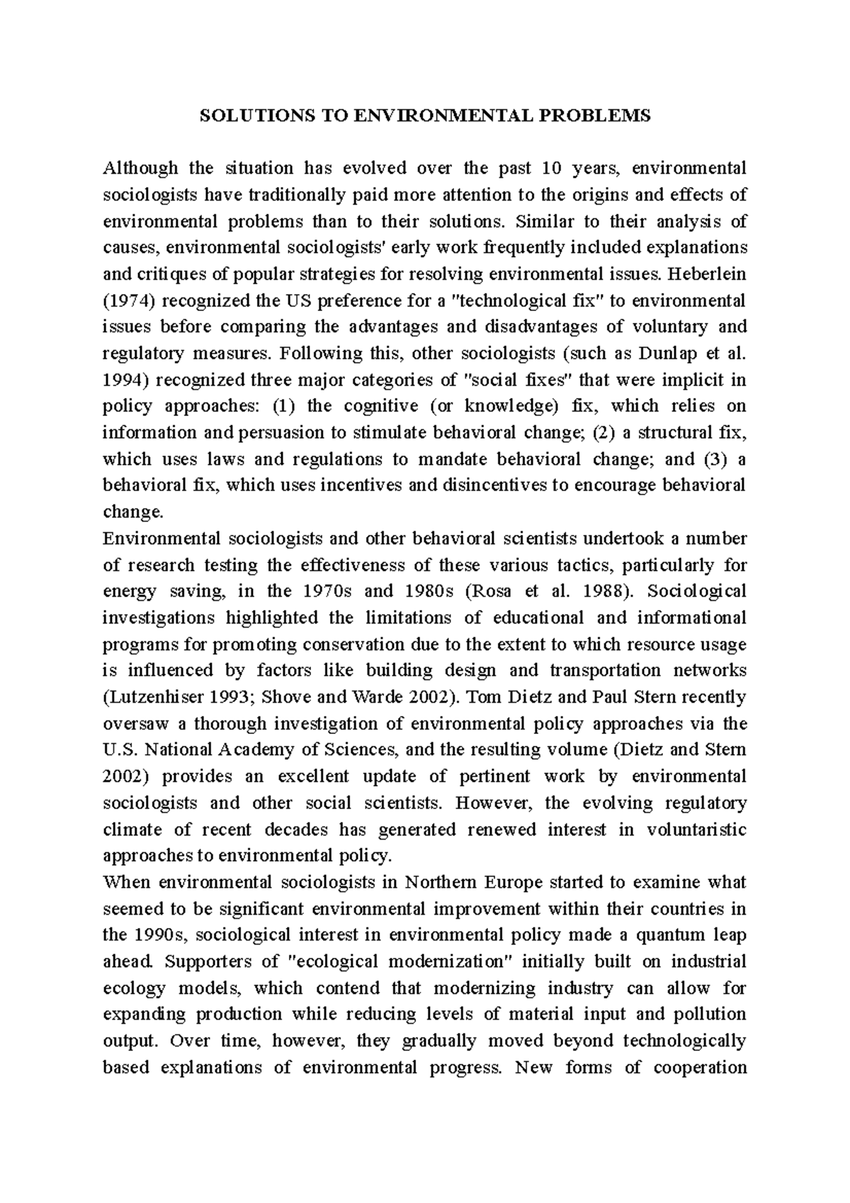 Solutions TO Environmental Problems - SOLUTIONS TO ENVIRONMENTAL ...