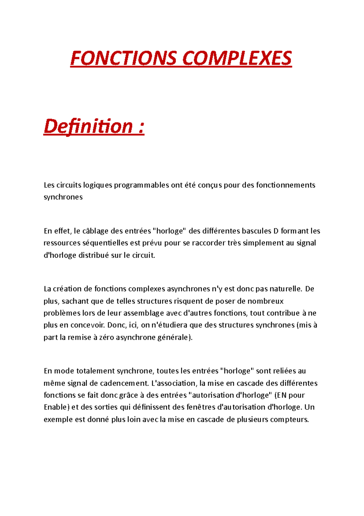 Fonctions Complexes - FONCTIONS COMPLEXES Definition : Les circuits logiques programmables ont ...