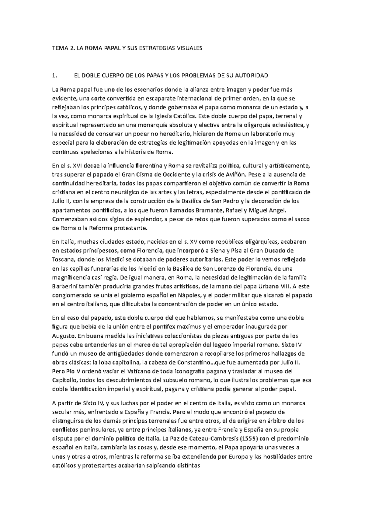 TEMA 2 - Arte y Poder en la Edad Moderna - TEMA 2. LA ROMA PAPAL Y SUS ESTRATEGIAS VISUALES 1 ...