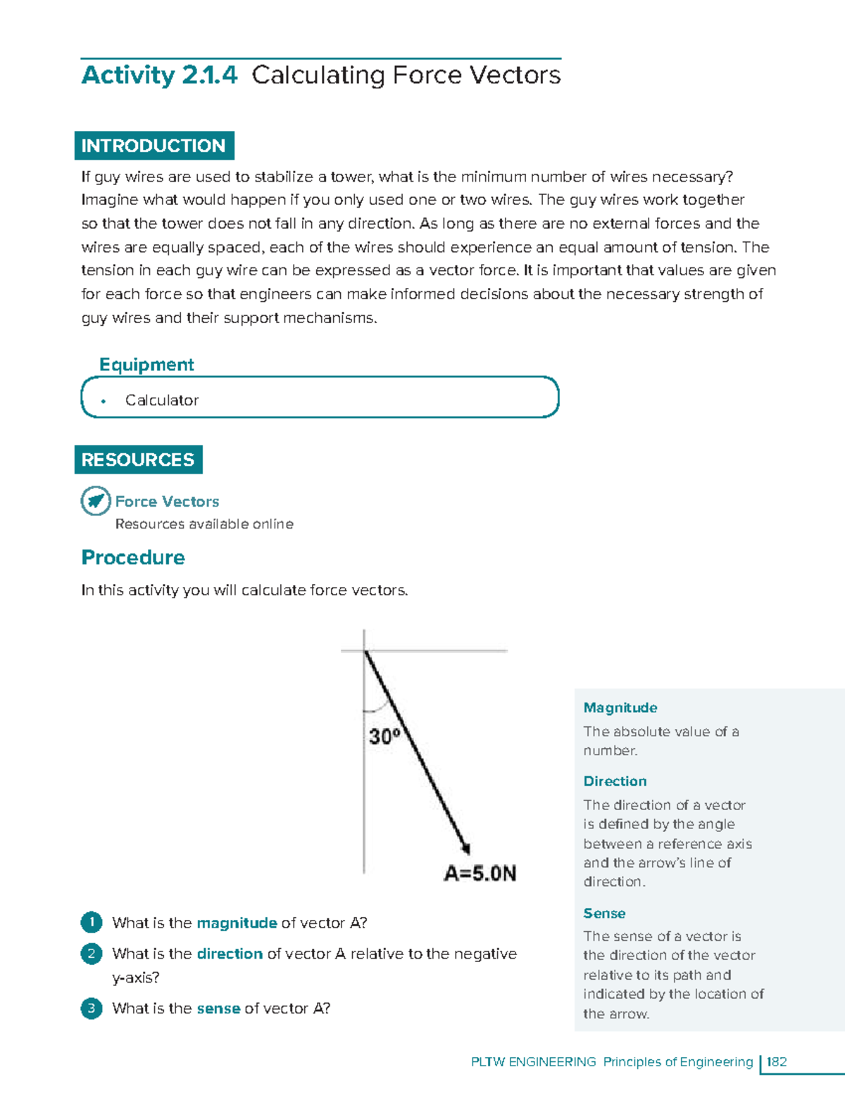 Calulating Force Vectors - PLTW ENGINEERING Principles of Engineering ...