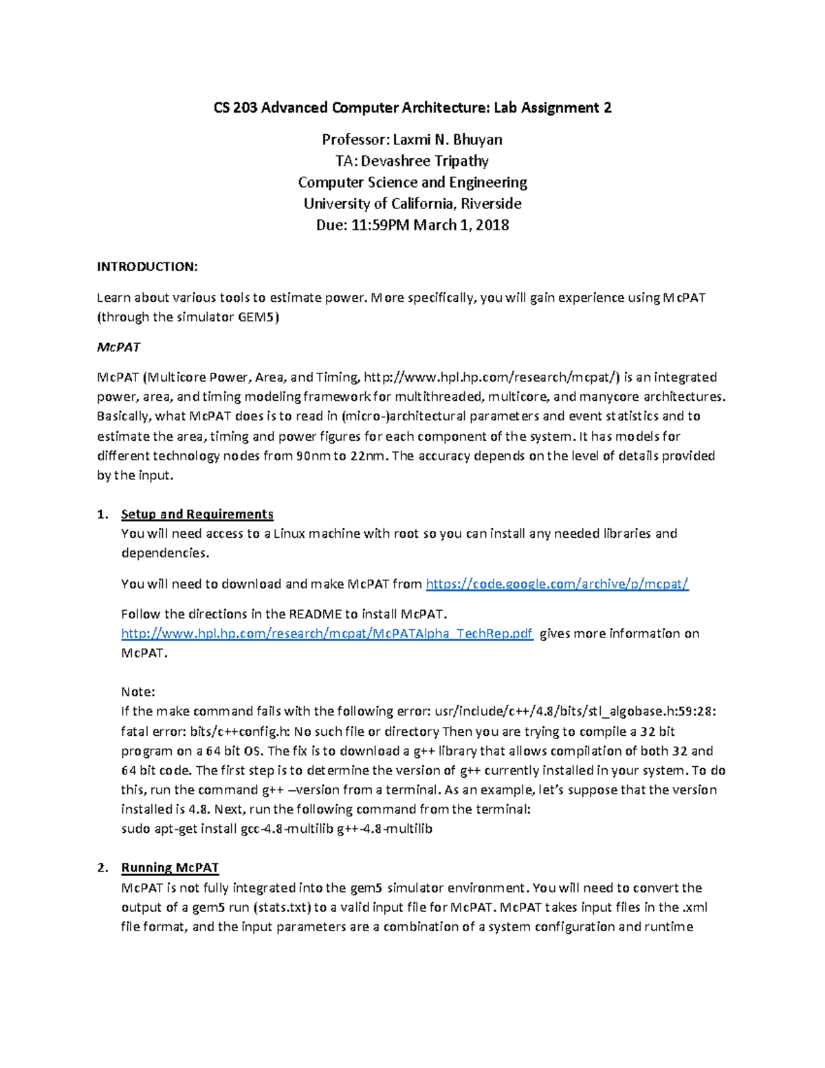 Lab Assignment 2 - lab 2 - CS 203 Advanced Computer Architecture: Lab Assignment 2 Professor ...