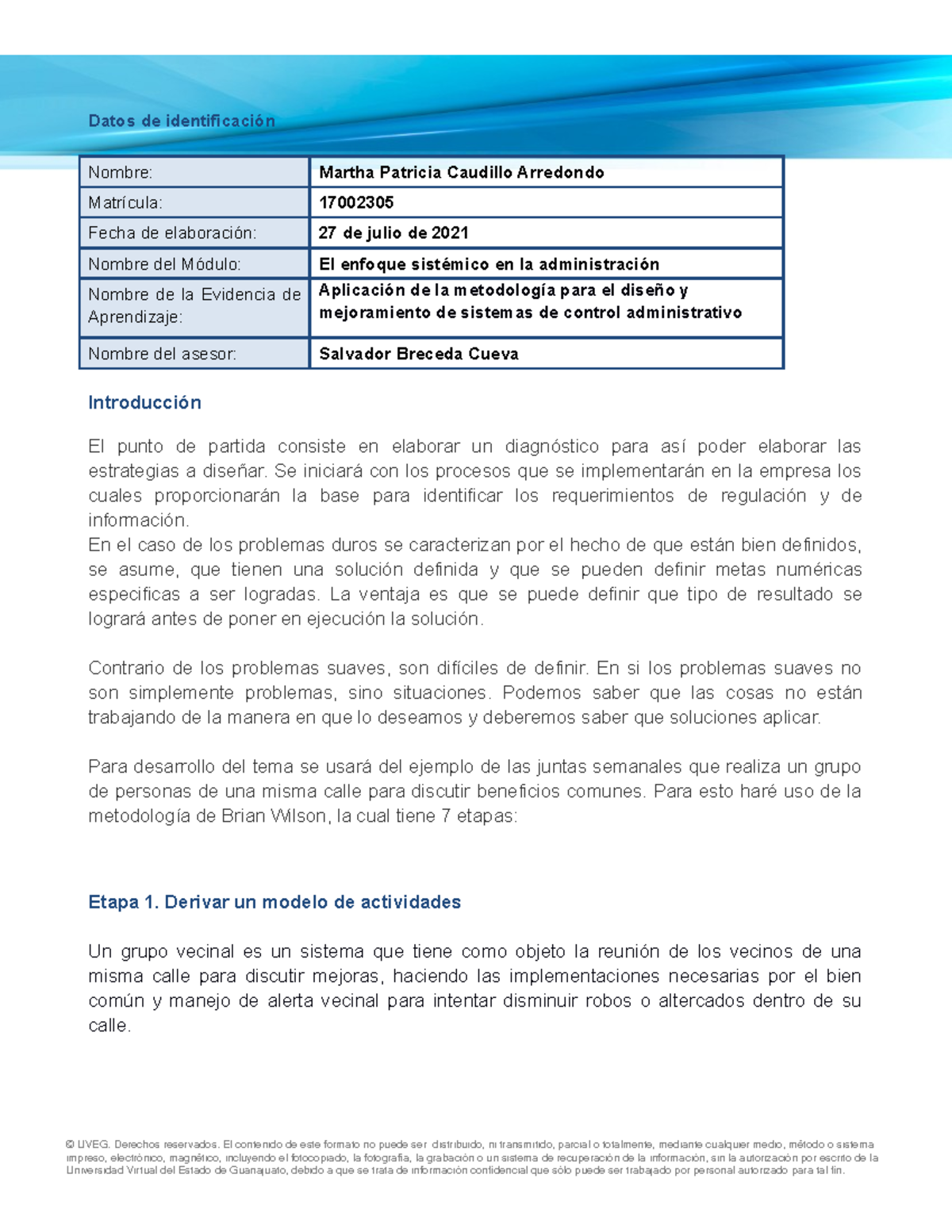 Caudillo Martha metodologia Wilson - Datos de identificación Nombre ...