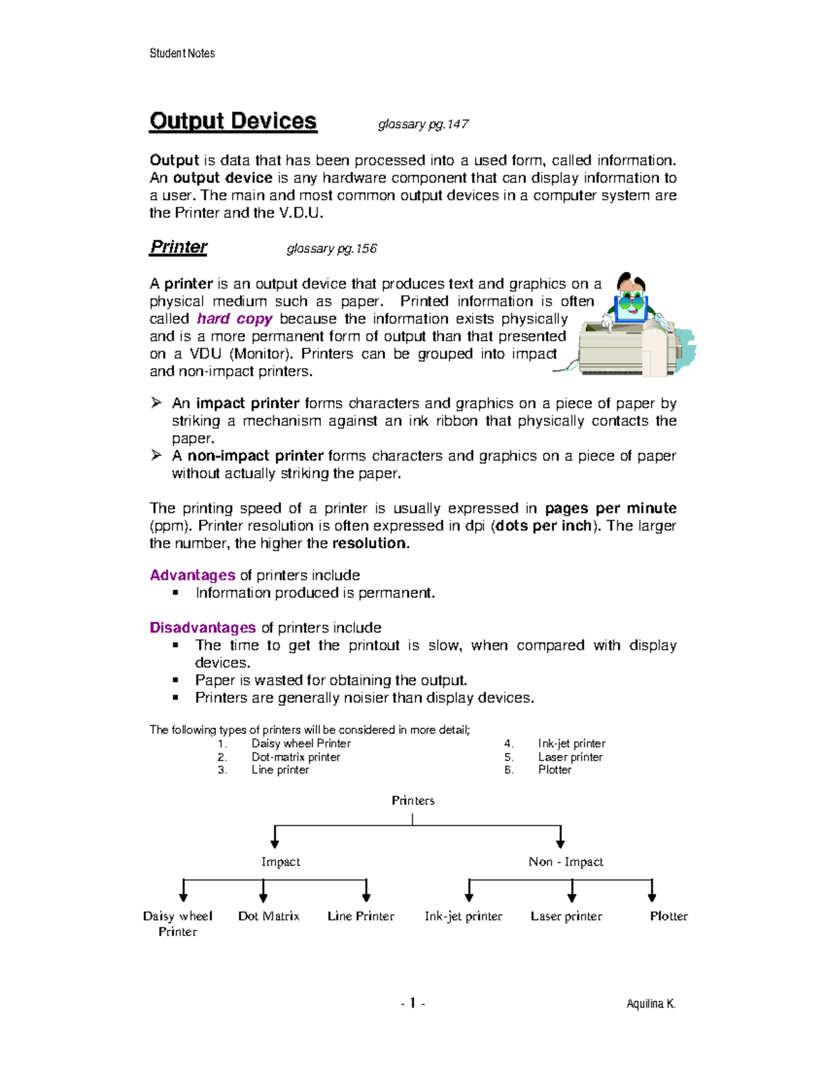 Introduction to computers - OOuuttppuutt DDeevviicceess glossary pg ...