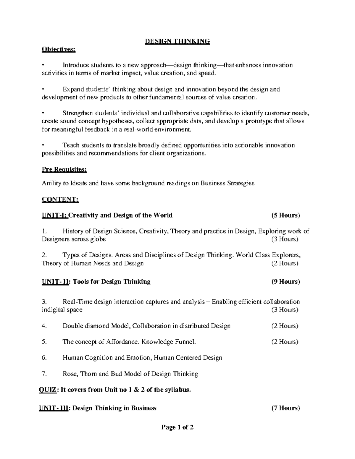03 Design Thinking 2022 - Page 1 of 2 DESIGN THINKING Objectives: Introduce students to a new ...