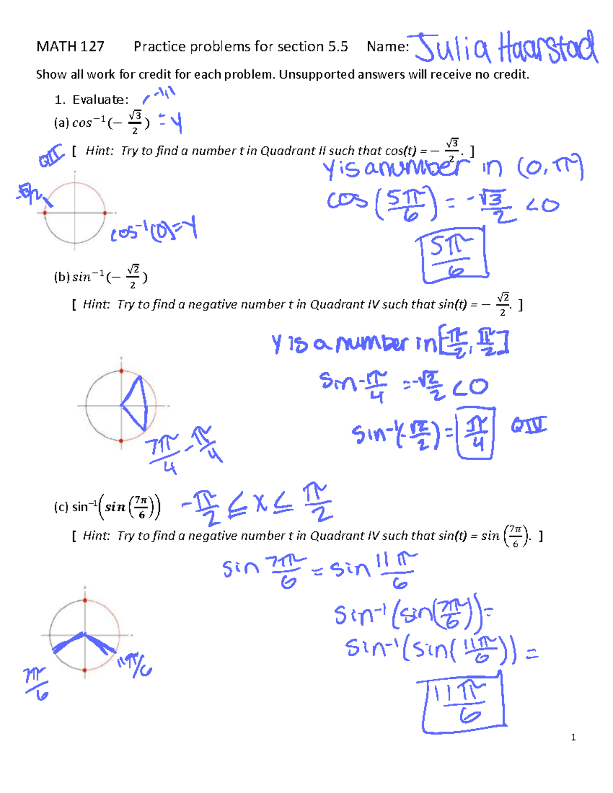 WS+5 - Work sheets from 127 section 5 - 1 MATH 127 Practice problems ...