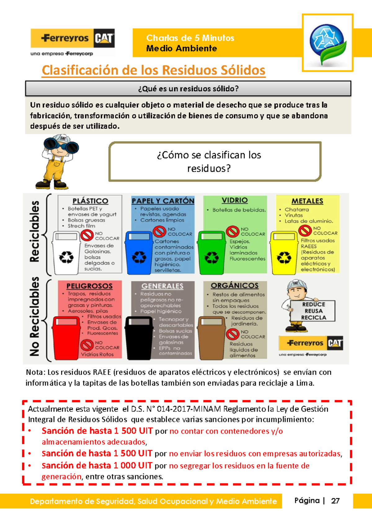 Clasificación de los Residuos Sólidos - Charlas de 5 Minutos Medio Ambiente Departamento de ...