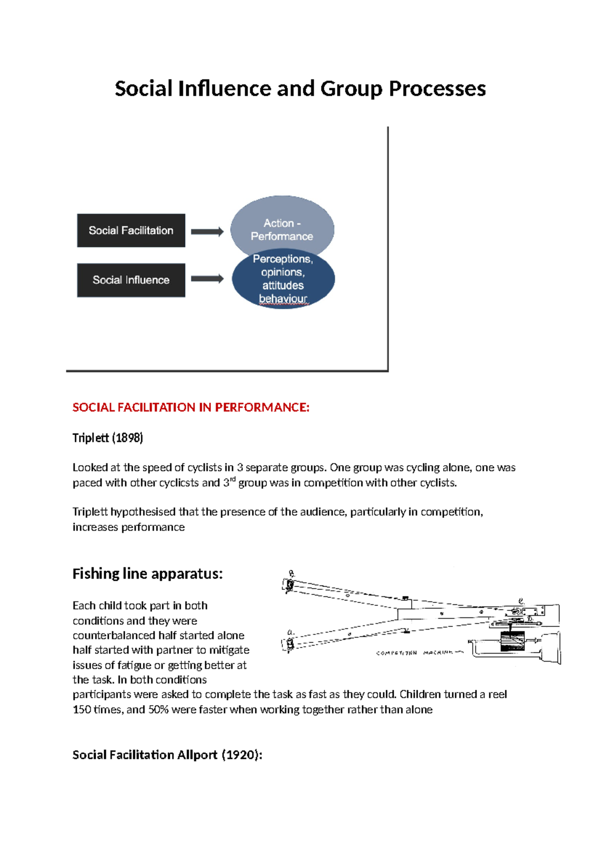 Social Influence and Group Processes - One group was cycling alone, one ...