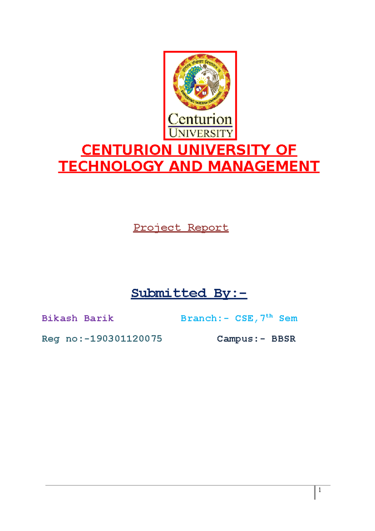 Web Development Project Report - 1 CENTURION UNIVERSITY OF TECHNOLOGY ...