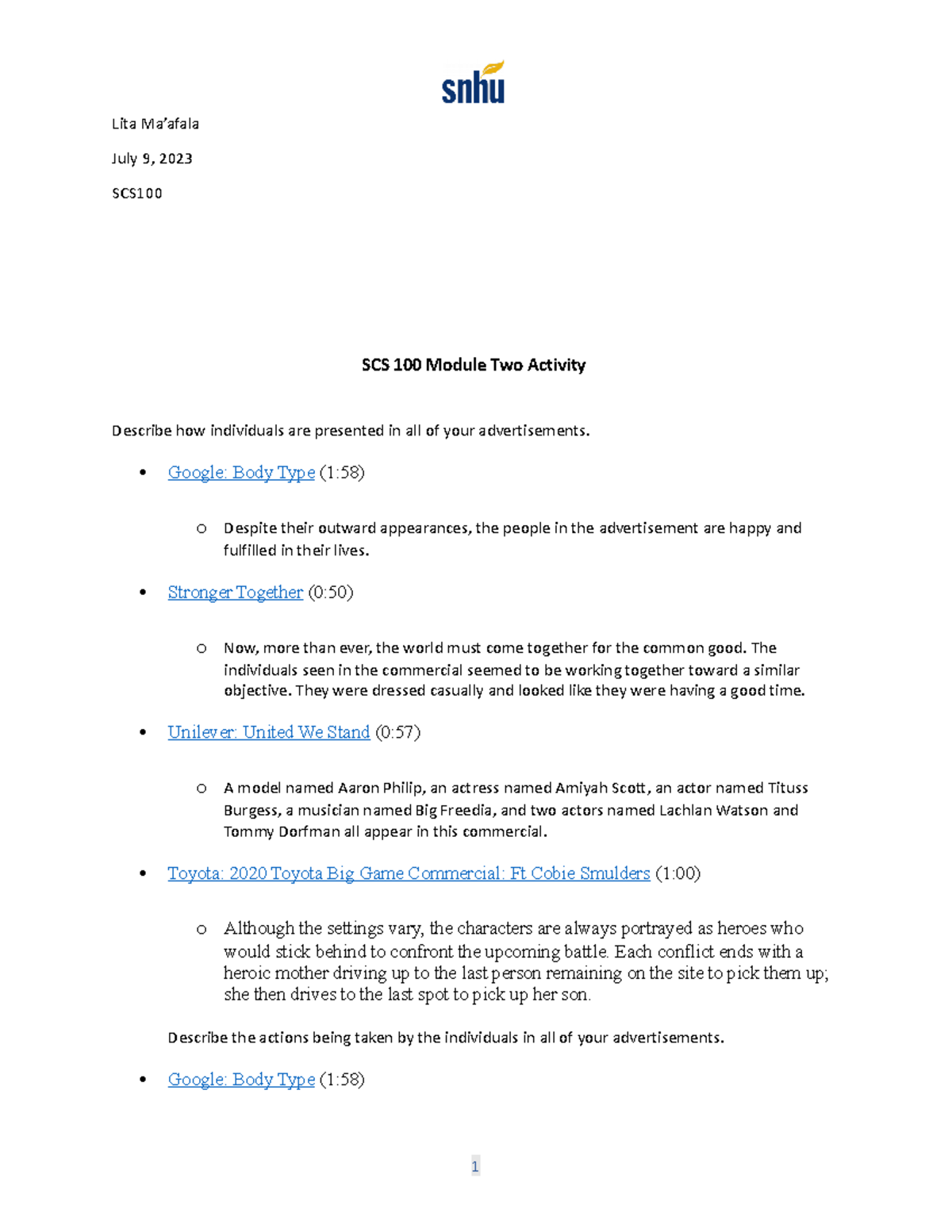 SCS+100+Module+Two+Activity - Lita Ma’afala July 9, 2023 SCS SCS 100 ...