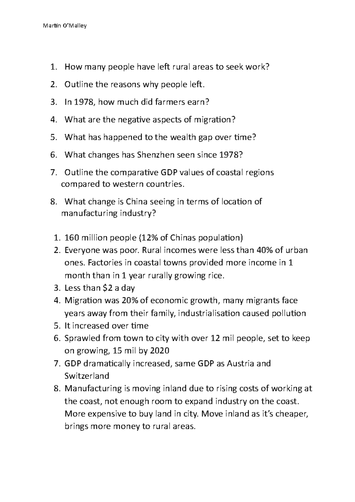 Migration questions - aaaaaaaaaaaaaaa - Martin O’Malley How many people ...