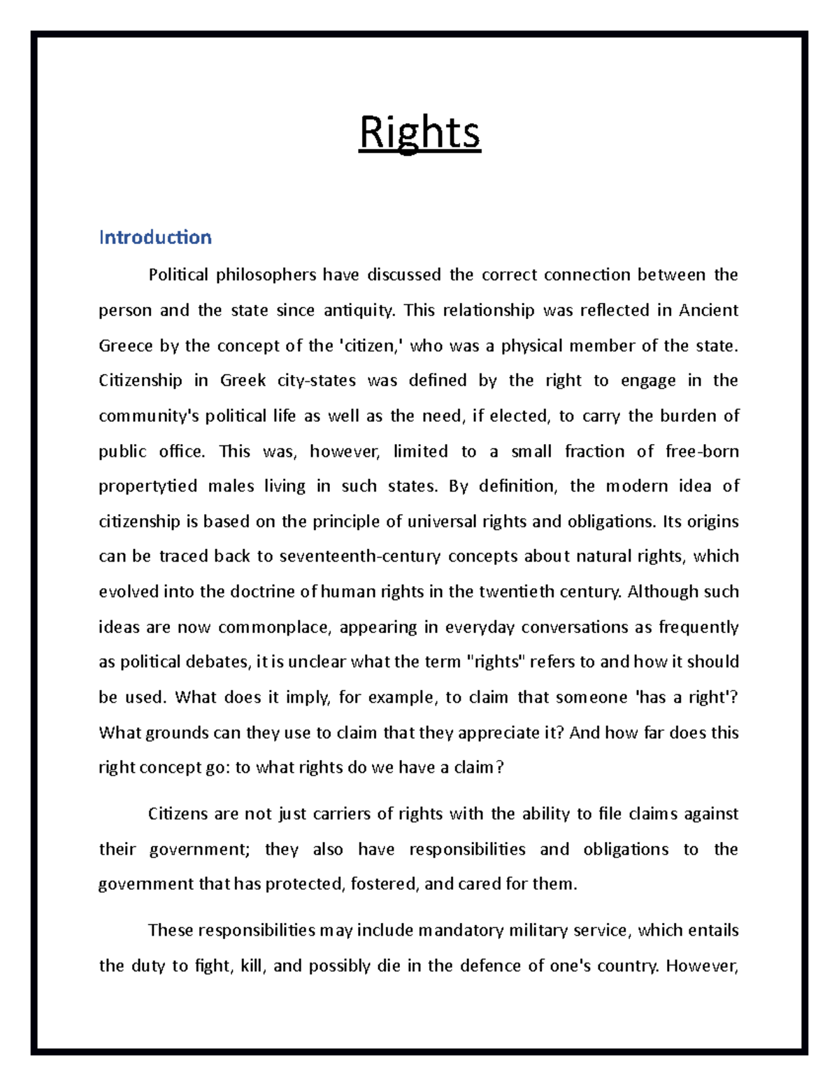 Brief Note on Rights - Lecture notes 41-43 - Rights Introduction ...