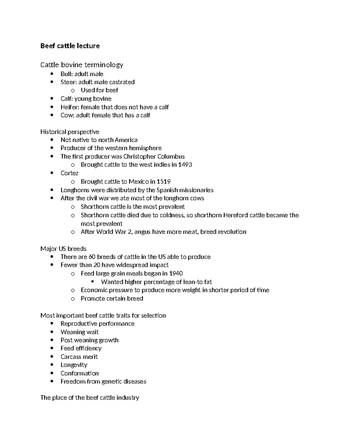 Beef cattle lecture - Beef cattle lecture Cattle bovine terminology ...