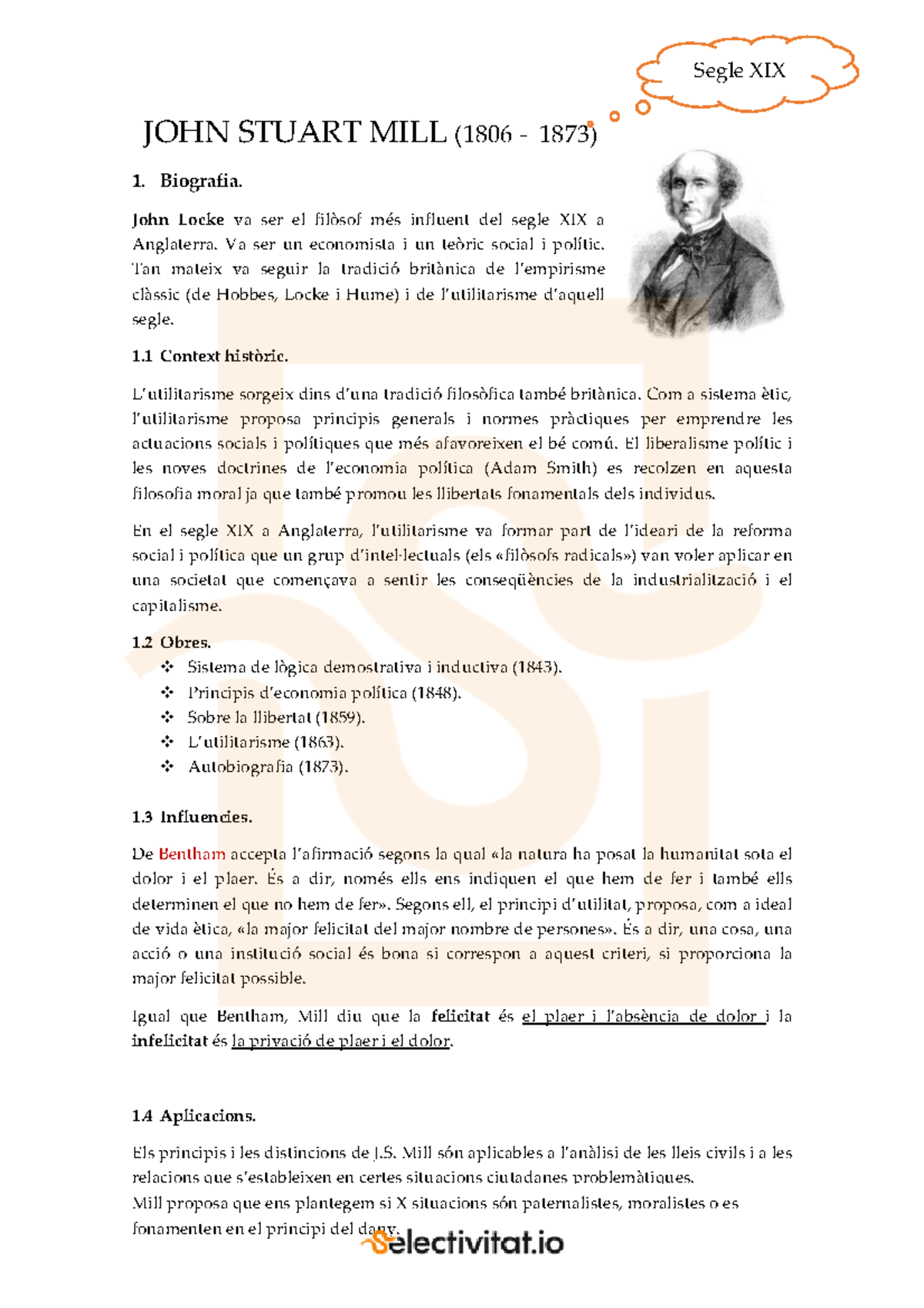 JOHN Stuart MILL - Mill - JOHN STUART MILL (1806 - 1873) 1. Biografia ...