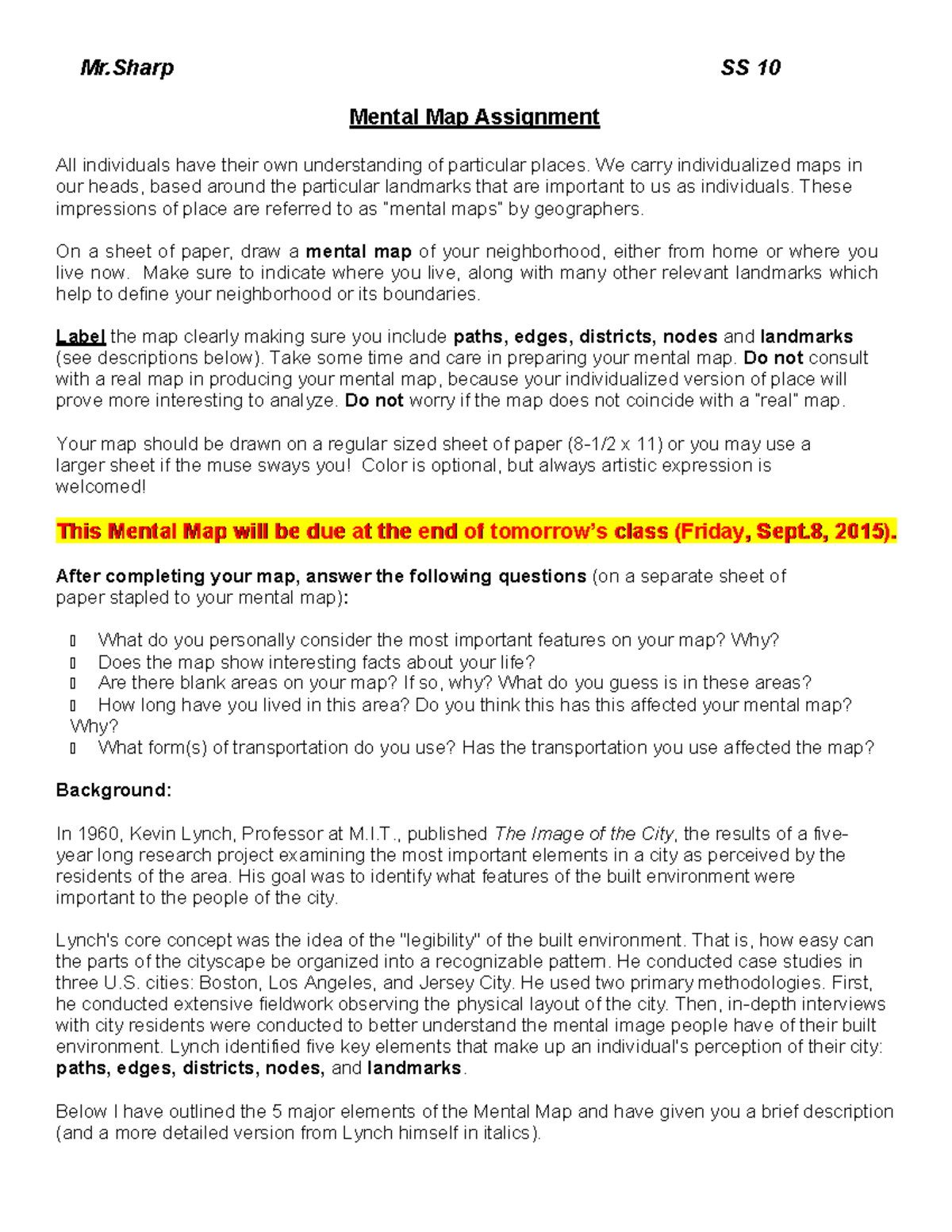 Mental map assignment - The natural regions of western canada - Mr SS ...