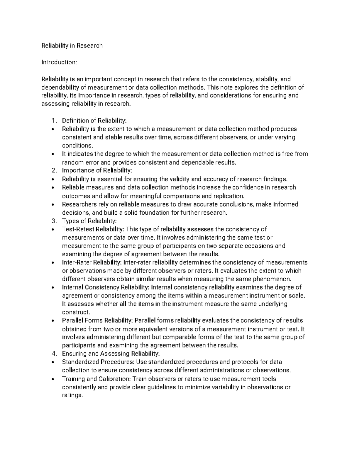 Reliability in Research - Reliability in Research Introduction ...