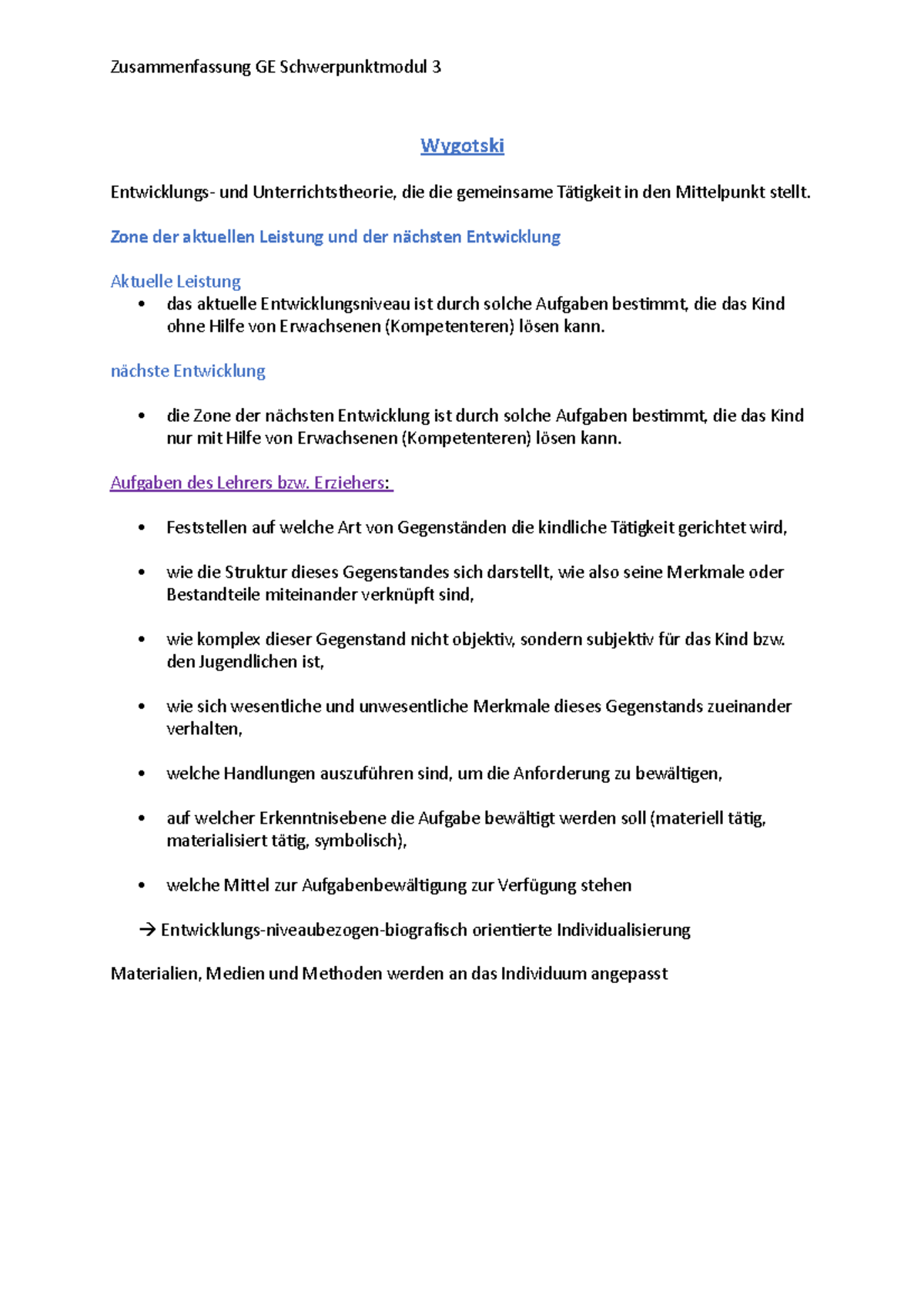 Feuser, Wygotski Theorie - Wygotski Entwicklungs- und ...