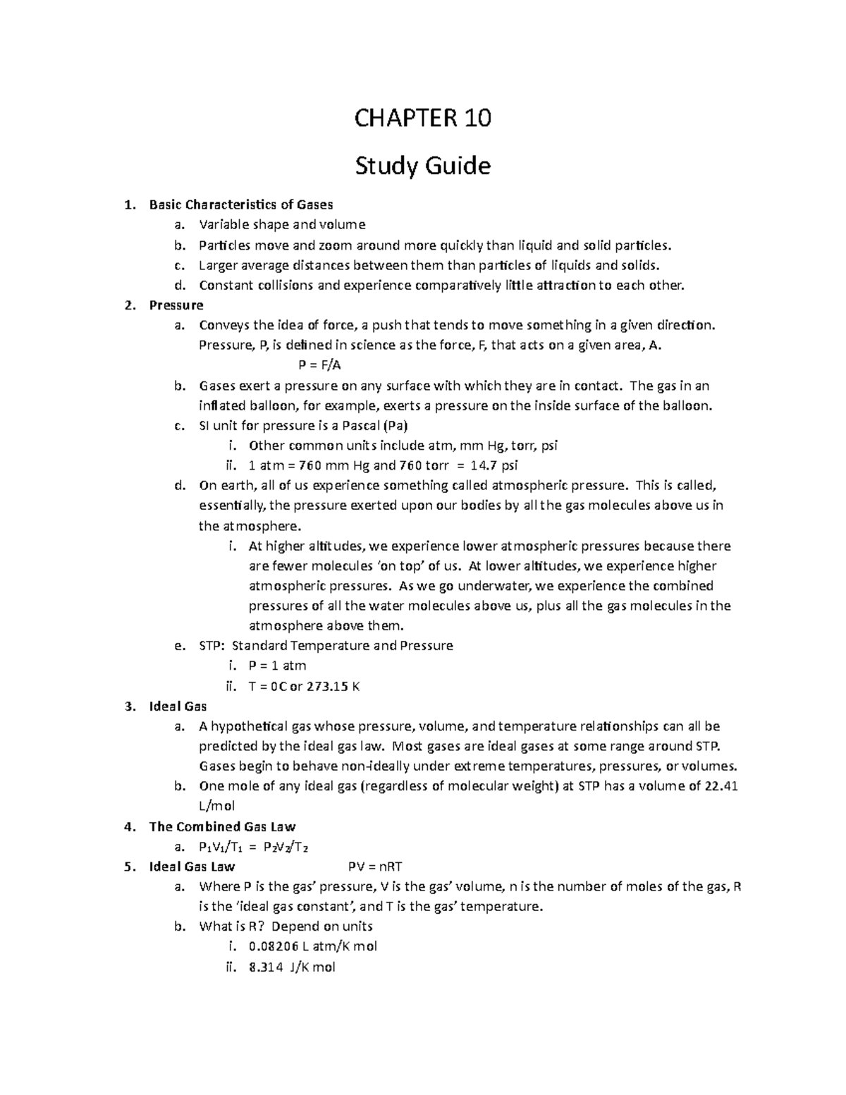 Study Guide Chapter 10 - CHAPTER 10 Study Guide 1. Basic ...