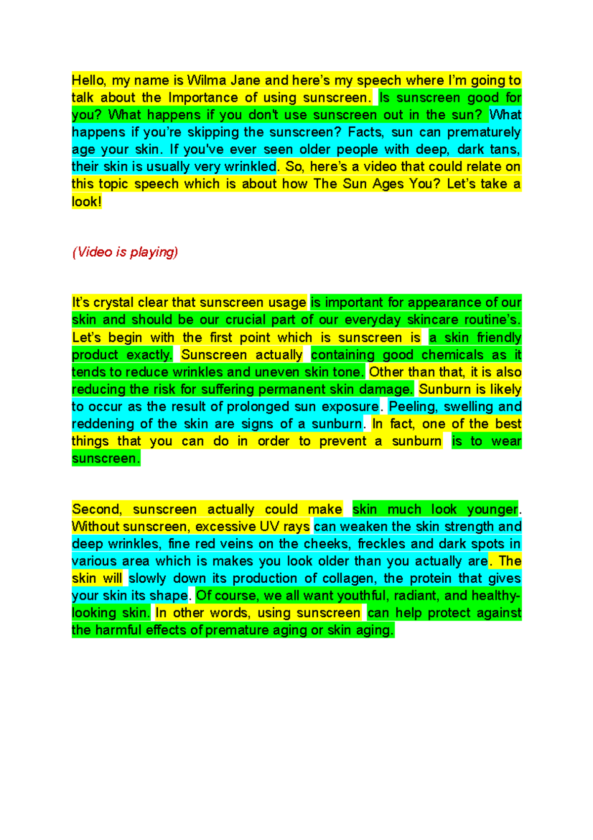 Elc speech - Practice makes perfect. - Hello, my name is Wilma Jane and ...